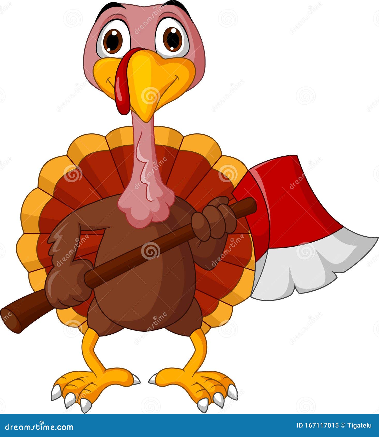 Cartoon Happy Turkey Holding Axe Stock Vector - Illustration of mascot ...