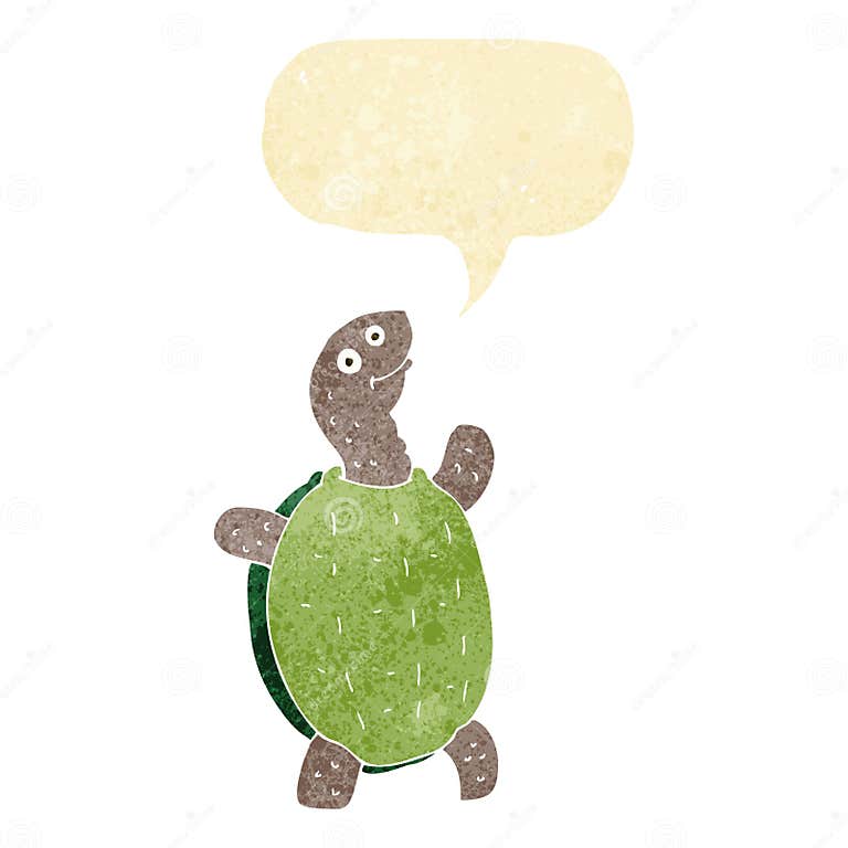 Cartoon Happy Turtle with Speech Bubble Stock Illustration ...