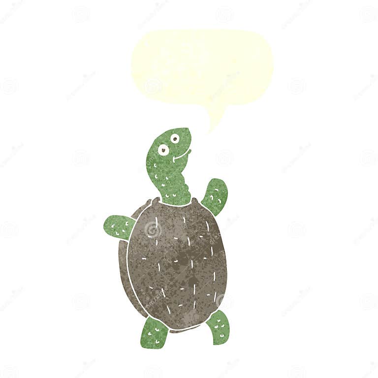 Cartoon Happy Turtle with Speech Bubble Stock Illustration ...