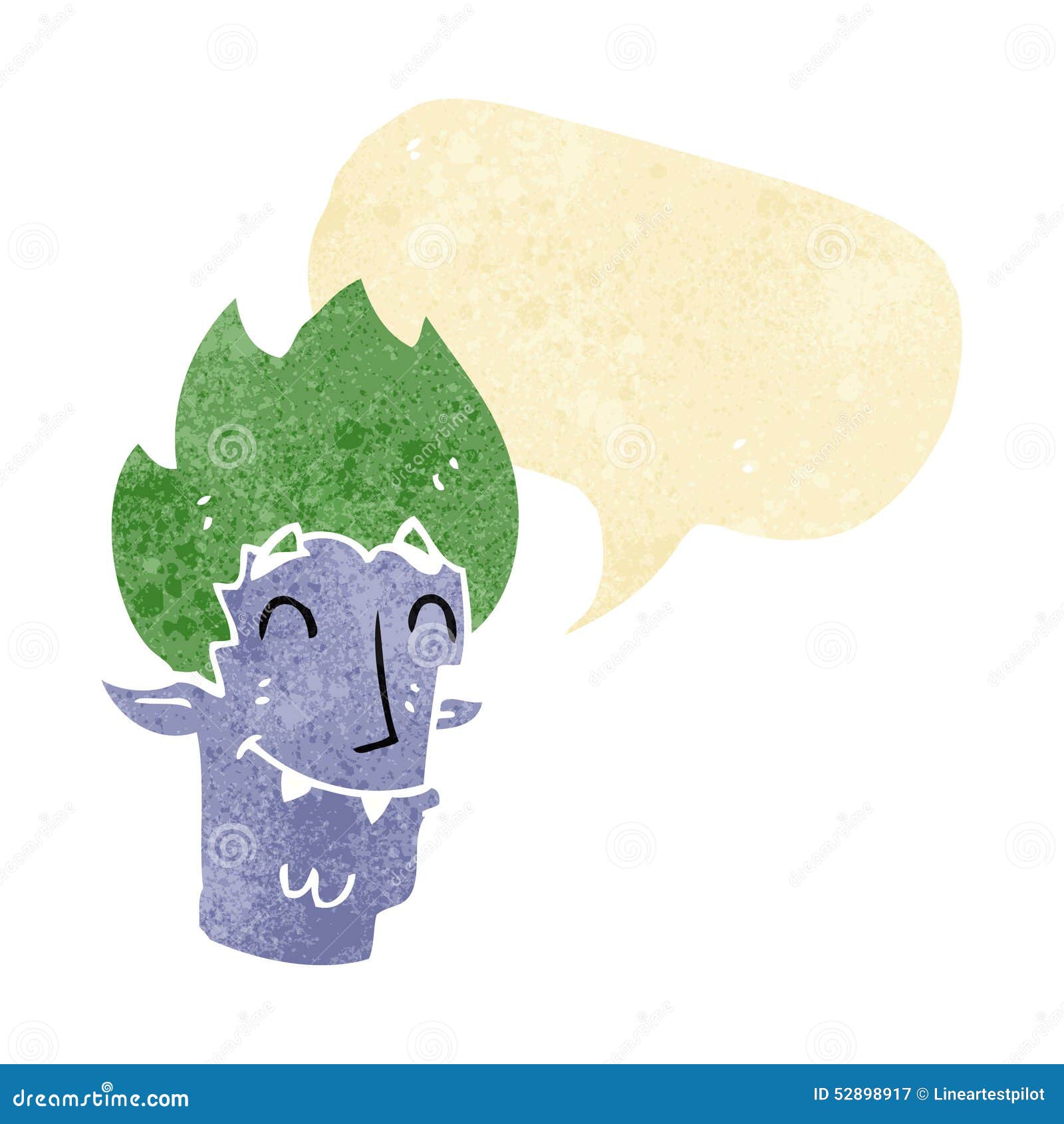 Cartoon Happy Vampire Head with Speech Bubble Stock Illustration ...