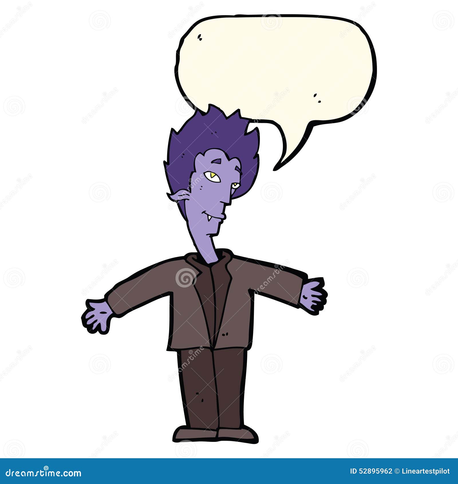 Cartoon Happy Vampire with Speech Bubble Stock Illustration ...