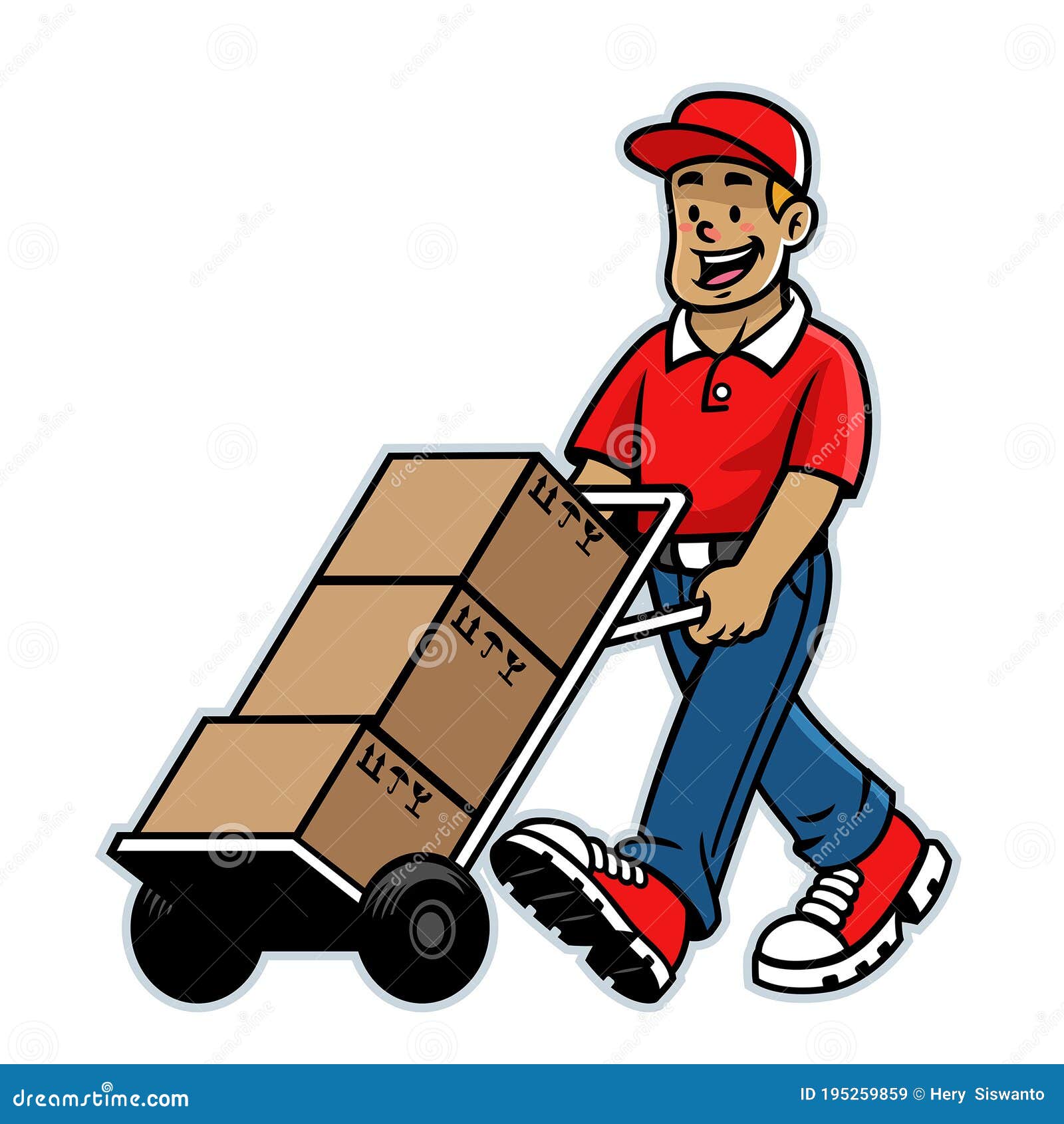 Cartoon Happy Warehouse Worker Mascot Stock Vector - Illustration of ...