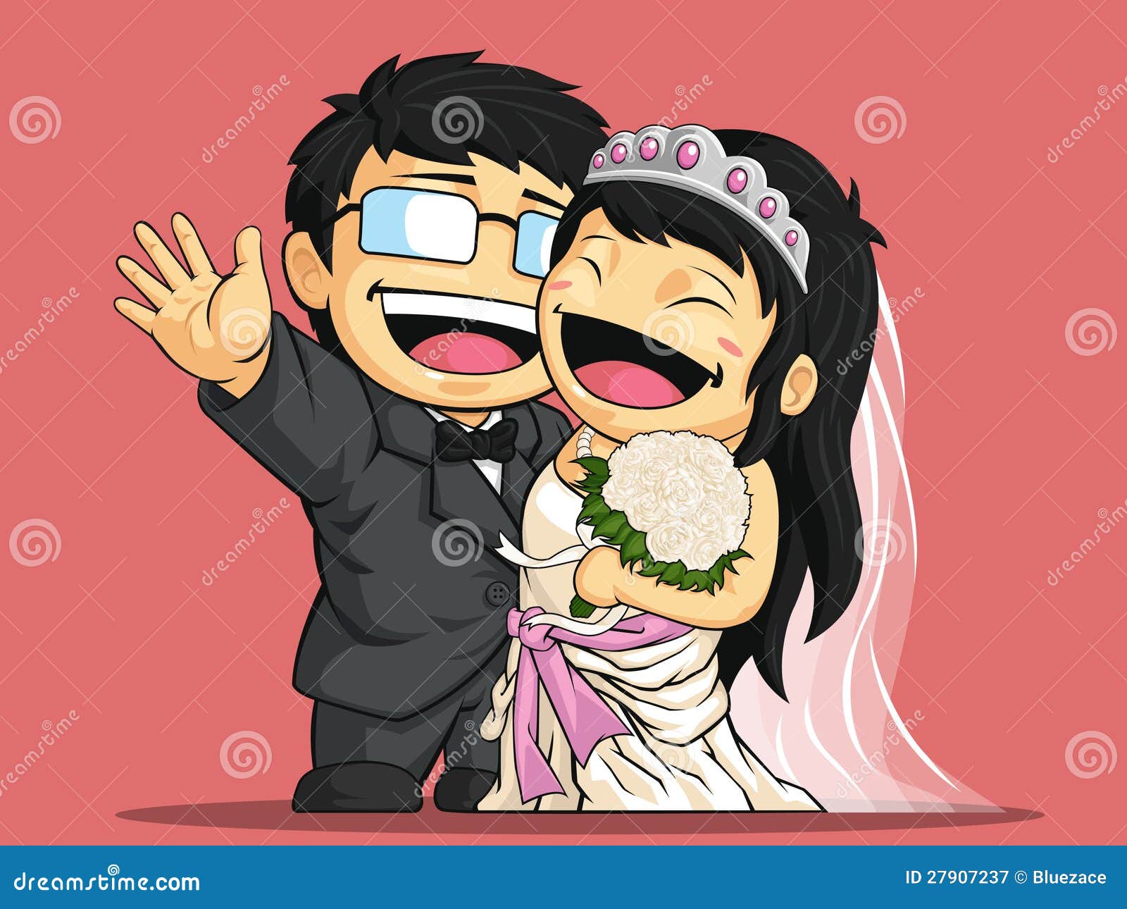 Animated Bride And Groom Clipart With Mustache