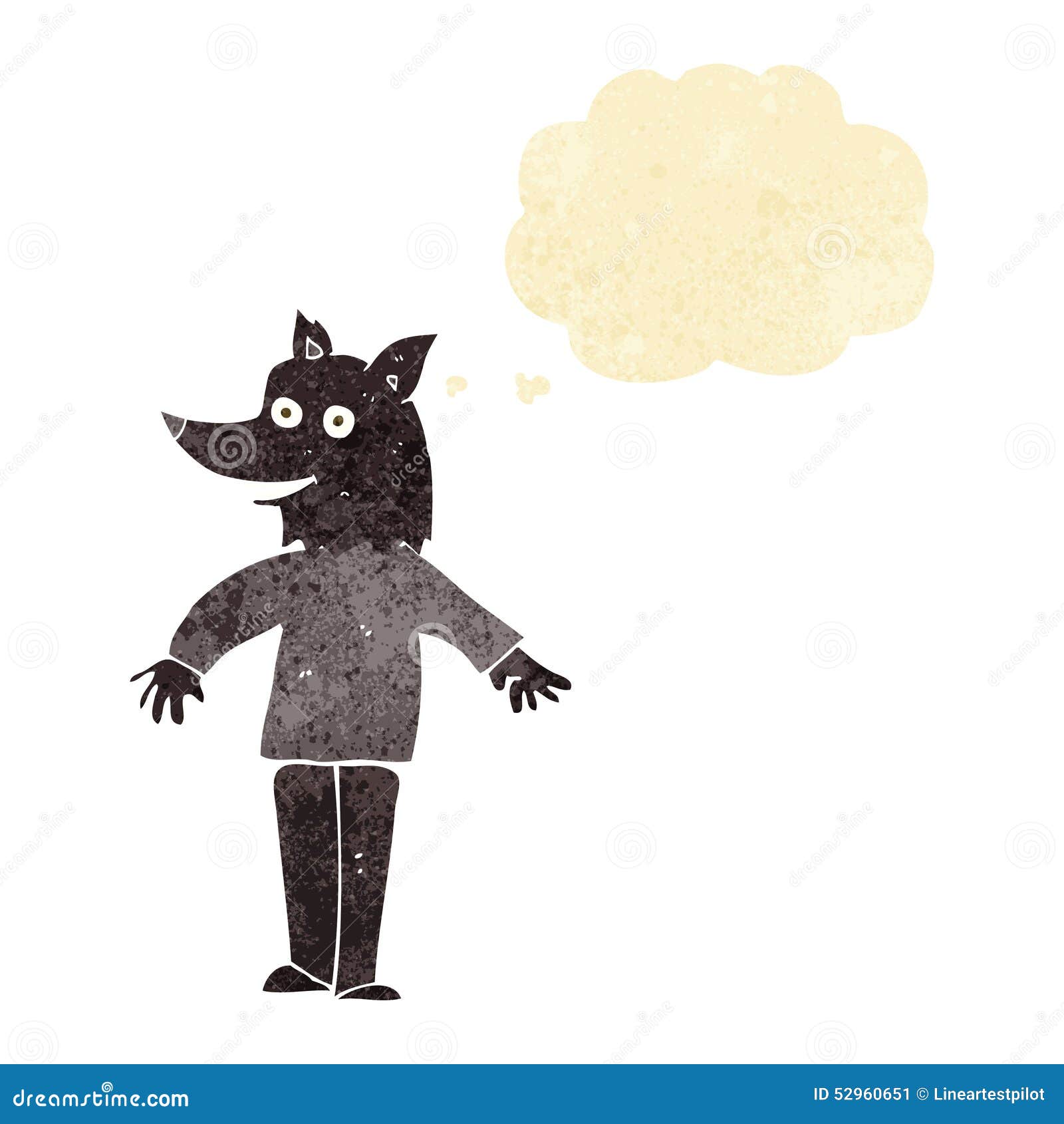Cartoon Happy Werewolf with Thought Bubble Stock Illustration ...