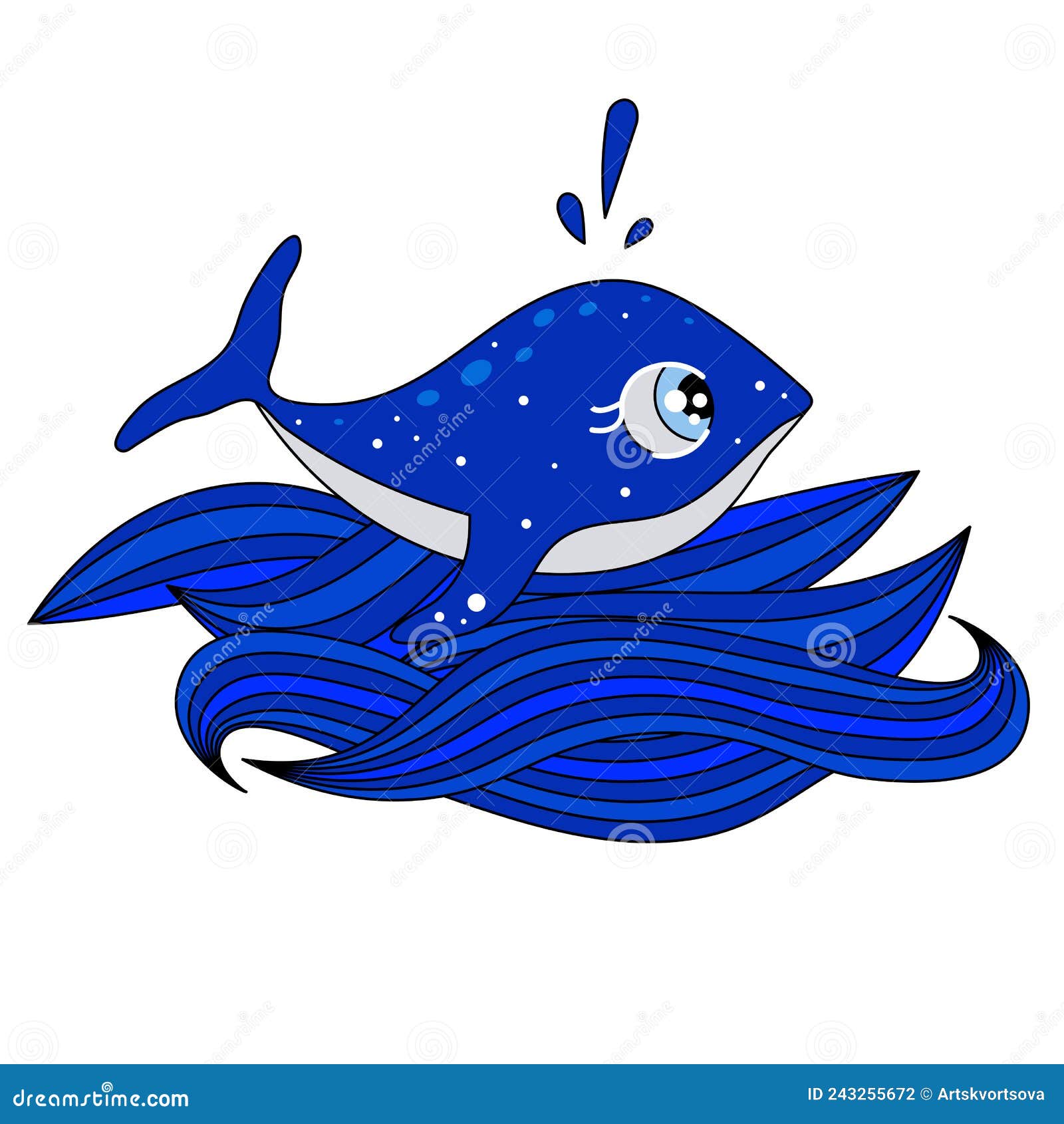 Cartoon Happy Whale. Whale on White Background Vector Illustration ...