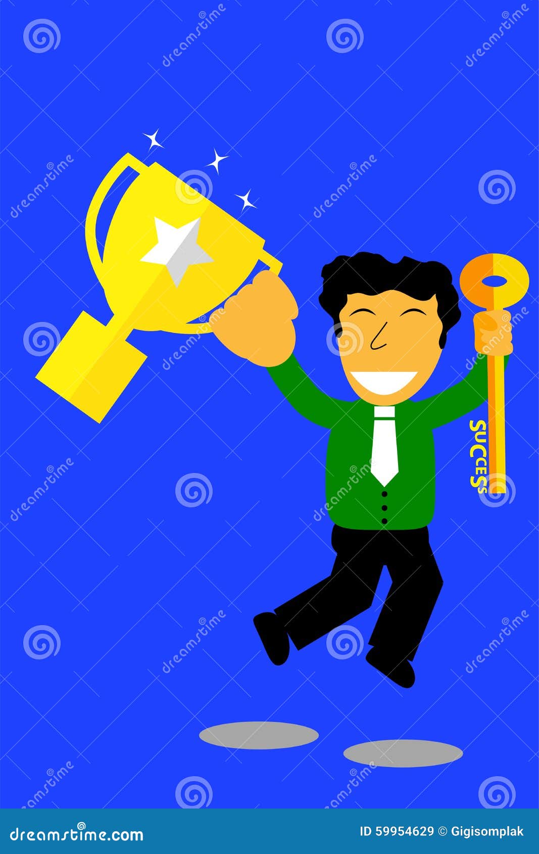 Cartoon, the Happy Winner stock vector. Illustration of concept - 59954629