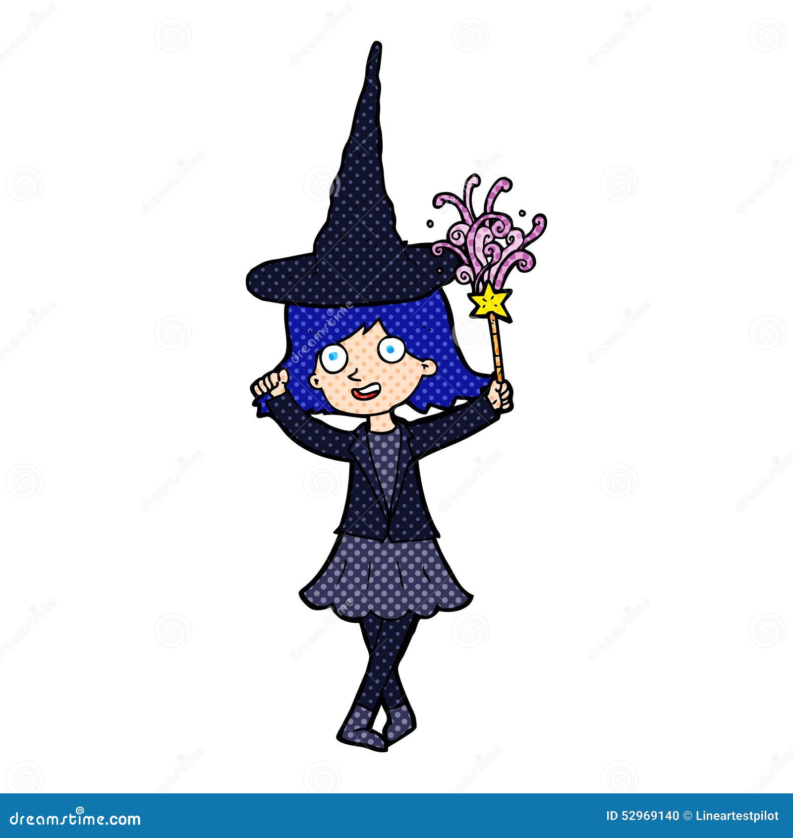 Cartoon happy witch stock illustration. Illustration of quirky - 52969140