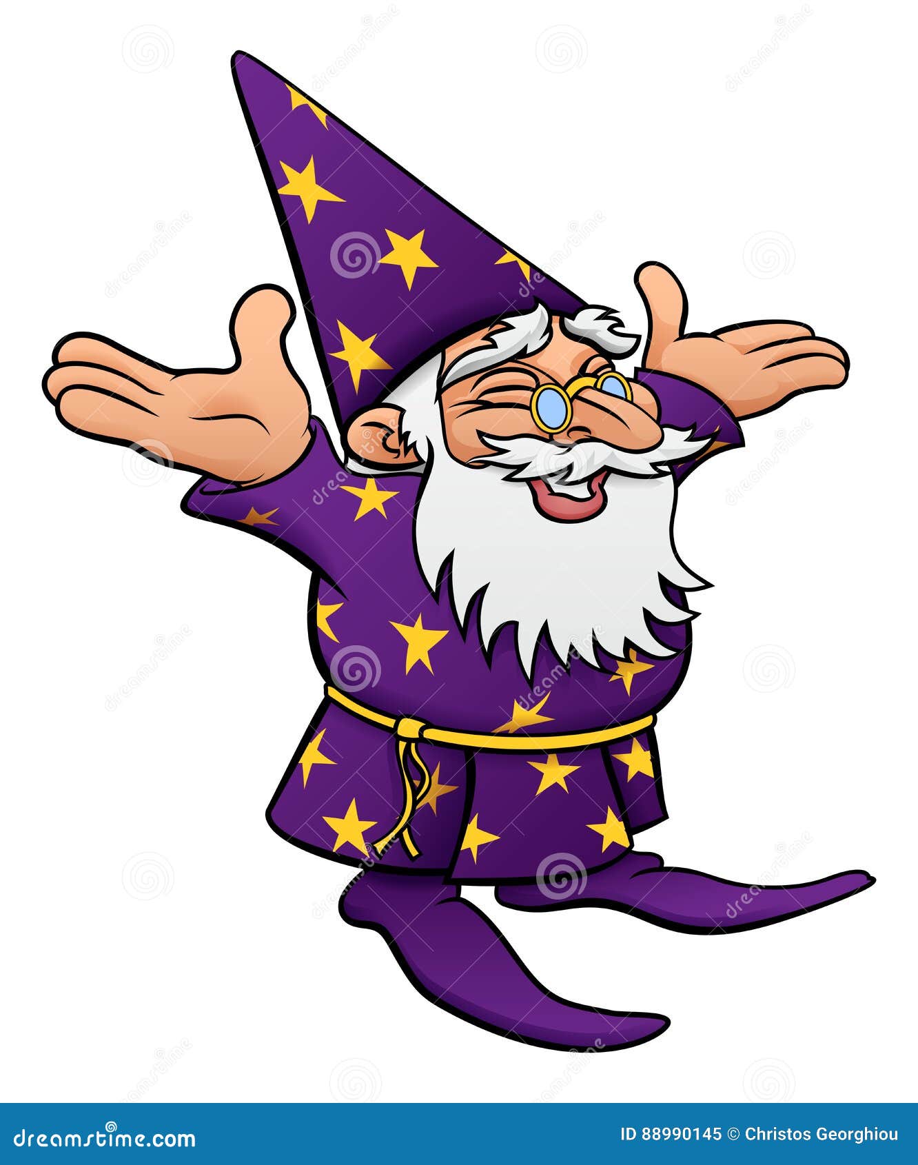 Cartoon Happy Wizard stock vector. Illustration of friendly - 88990145