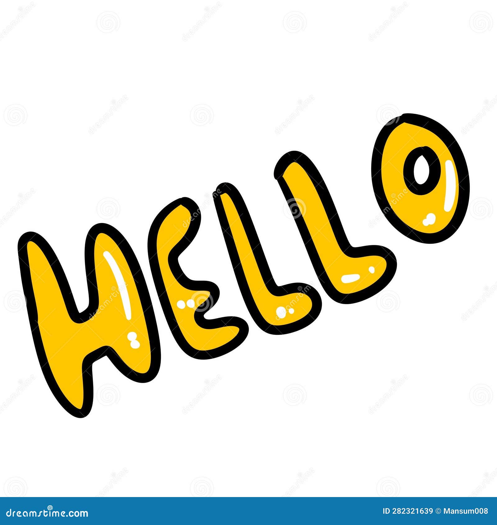 Cartoon Happy Word Symbol, Text Hello Stock Illustration - Illustration ...