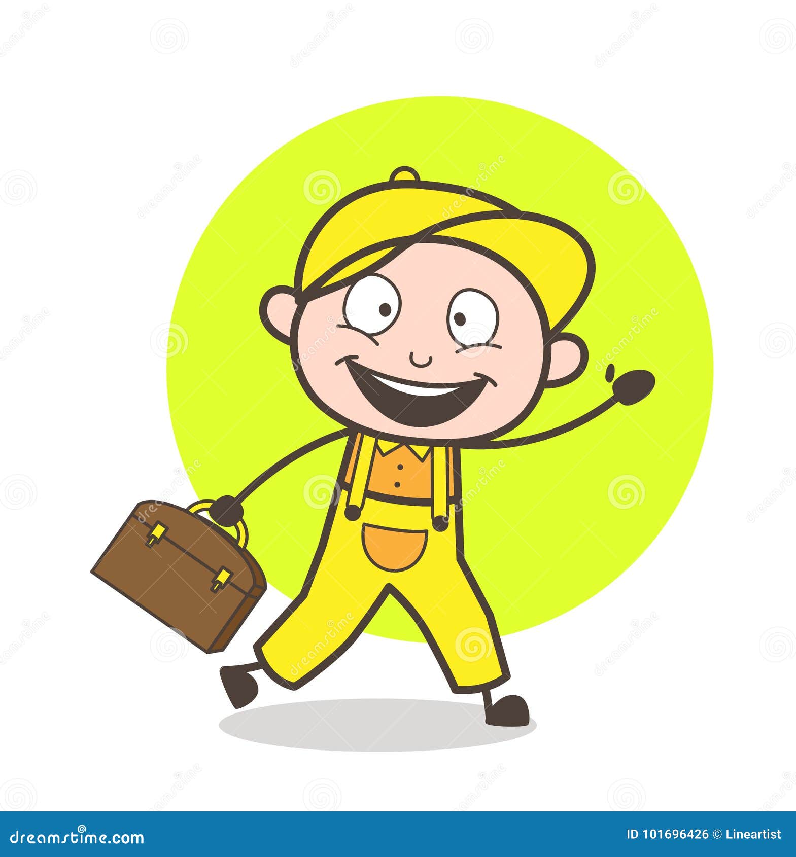 Cartoon Happy Worker Vector Illustration Stock Illustration ...
