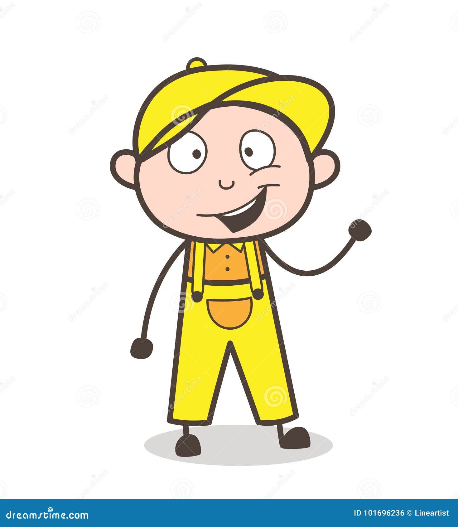 Cartoon Happy Young Worker Boy Expression Vector Illustration Stock ...
