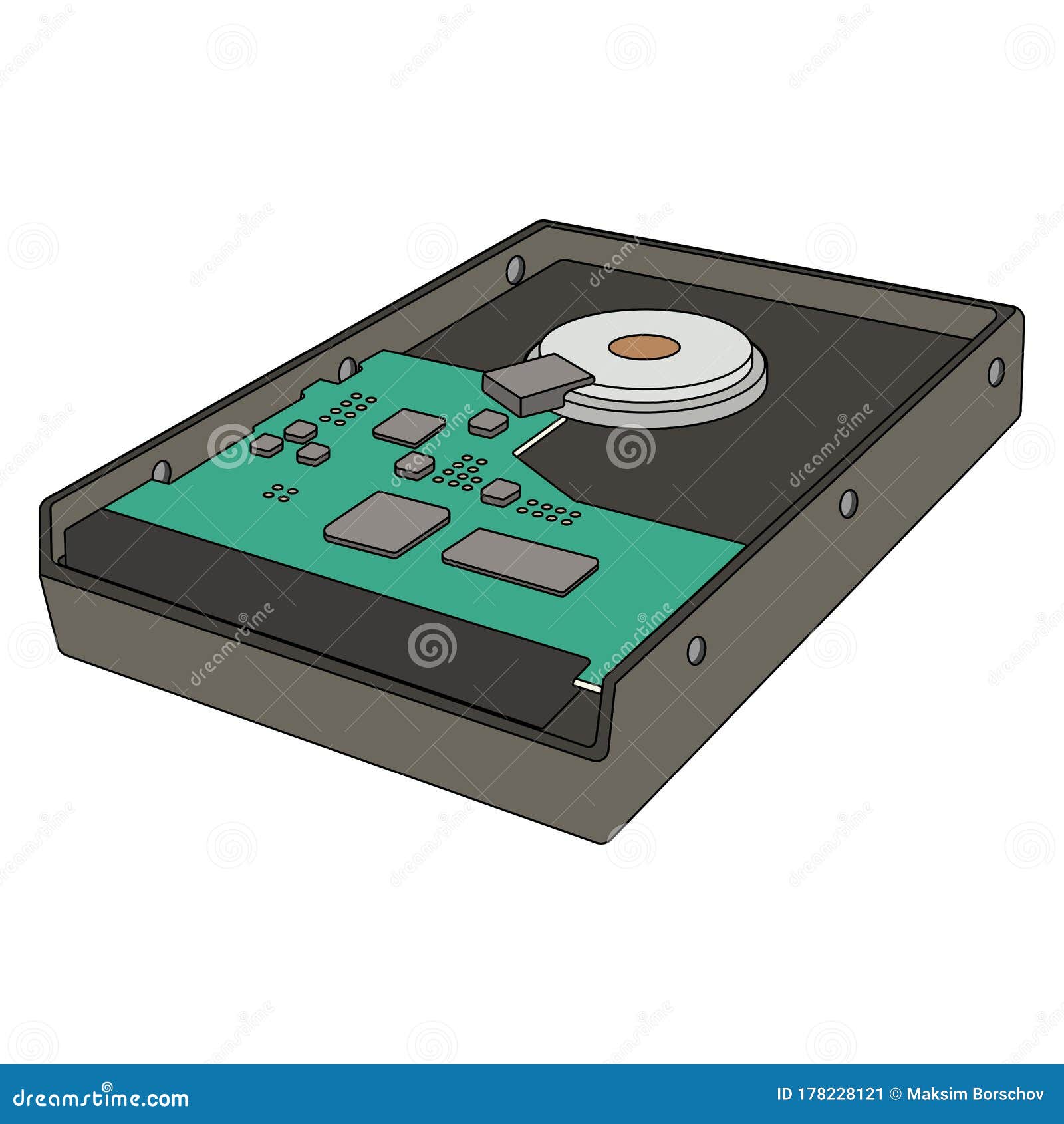 Cartoon Hard Drive Disk. White Background Isolated Vector Illustration ...