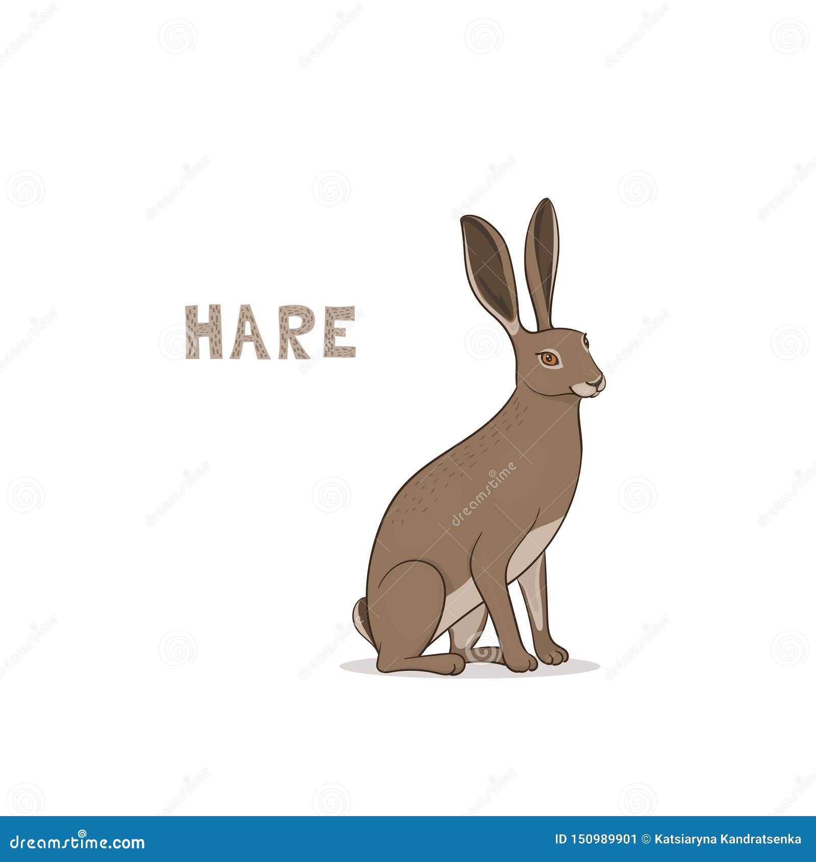 A Cartoon Hare, Isolated On A White Background. Animal Alphabet ...