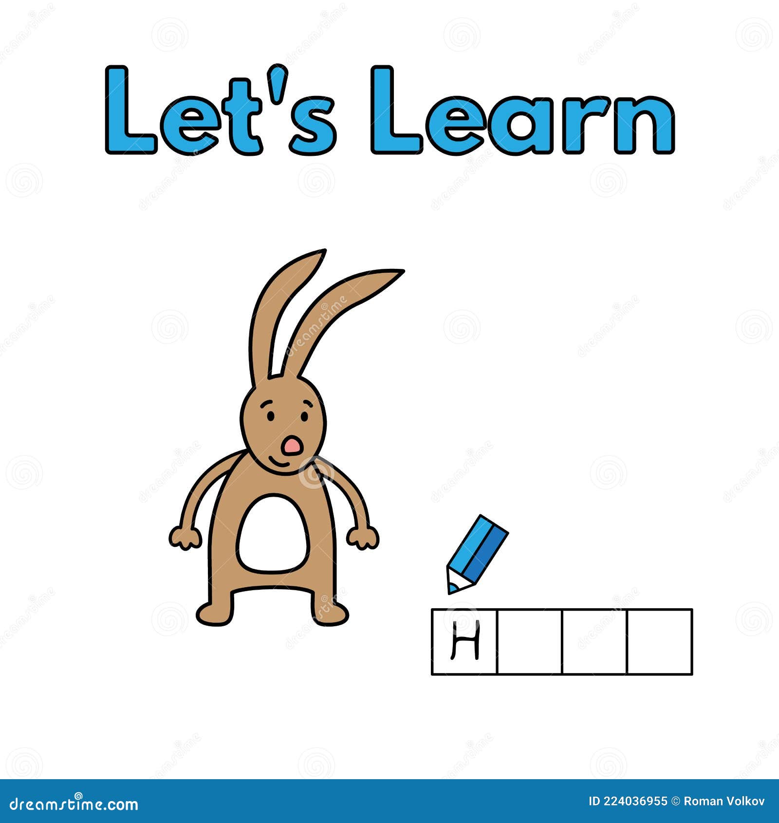 Cartoon Hare Learning Game for Kids Stock Vector - Illustration of page ...