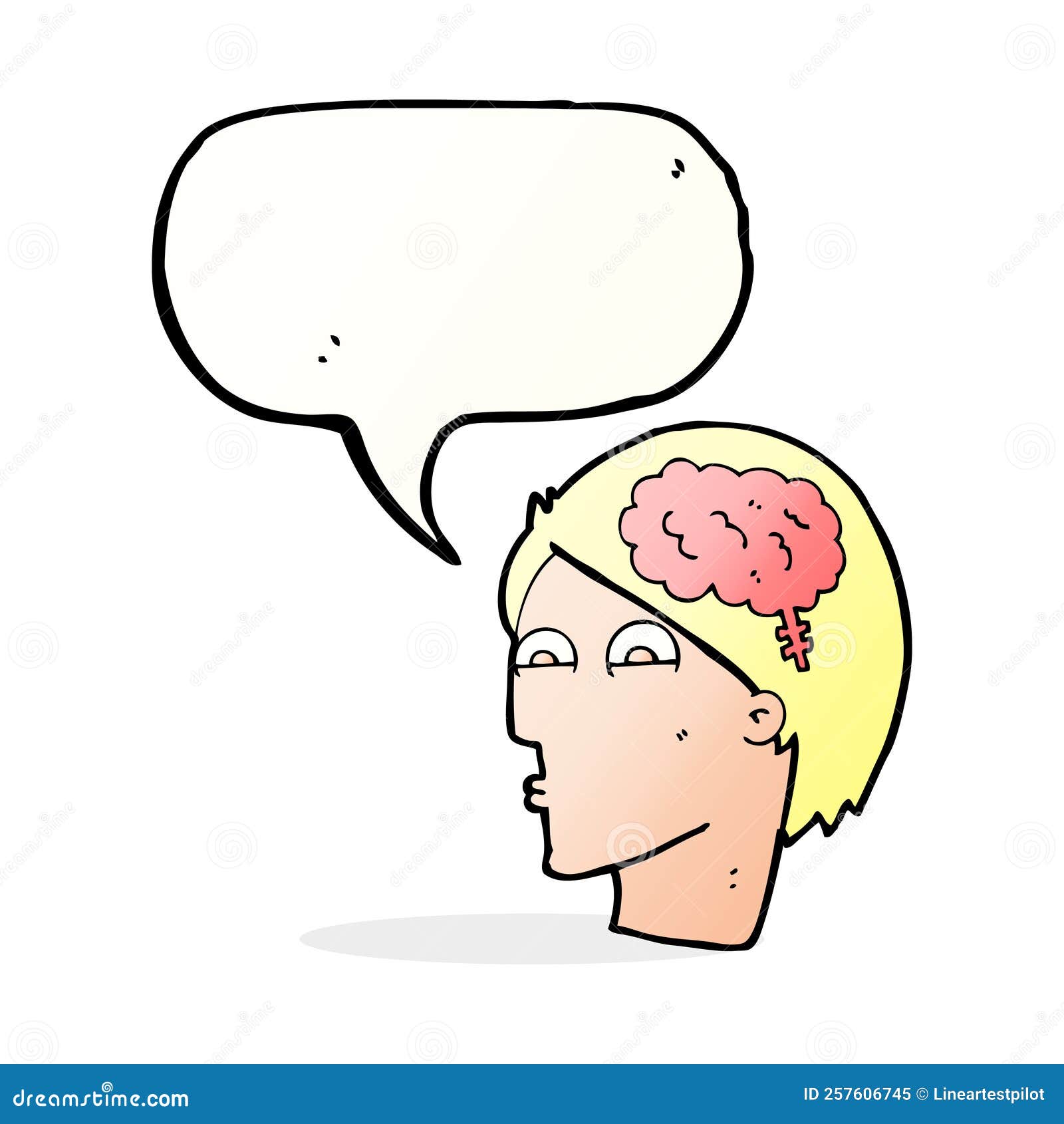 Cartoon Head With Brain Symbol With Speech Bubble Picture. Image: 257606745