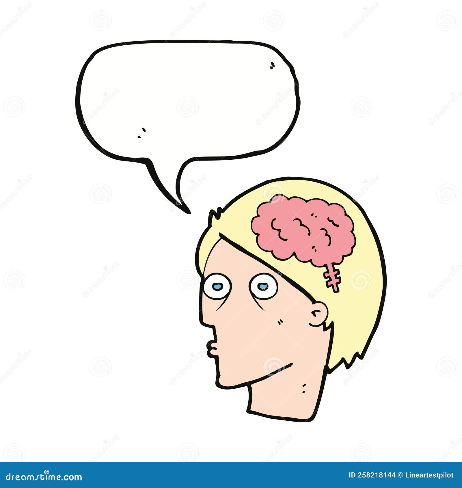 Cartoon Head With Brain Symbol With Speech Bubble Picture. Image: 258218144