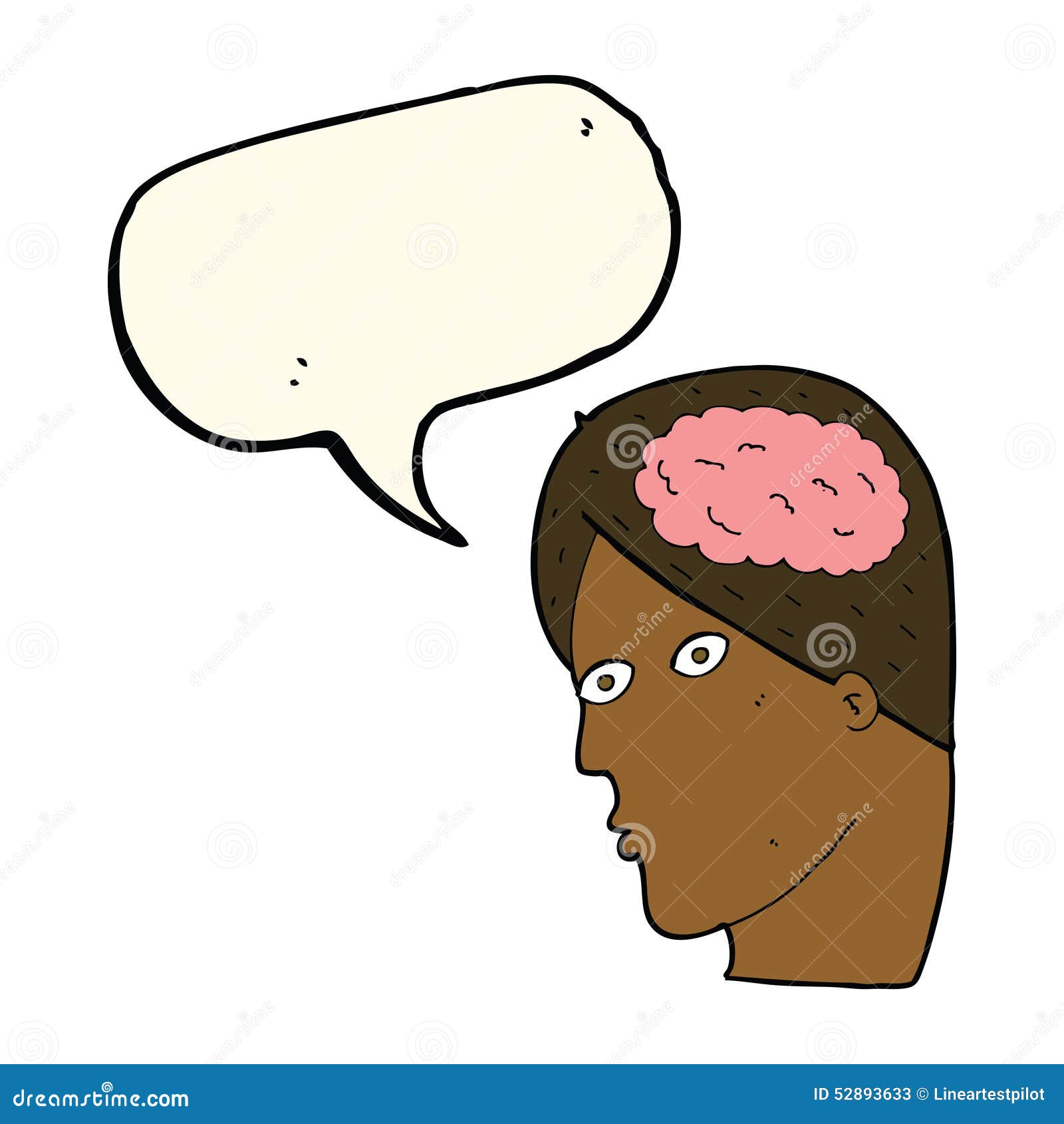 Cartoon Head with Brain Symbol with Speech Bubble Stock Illustration ...