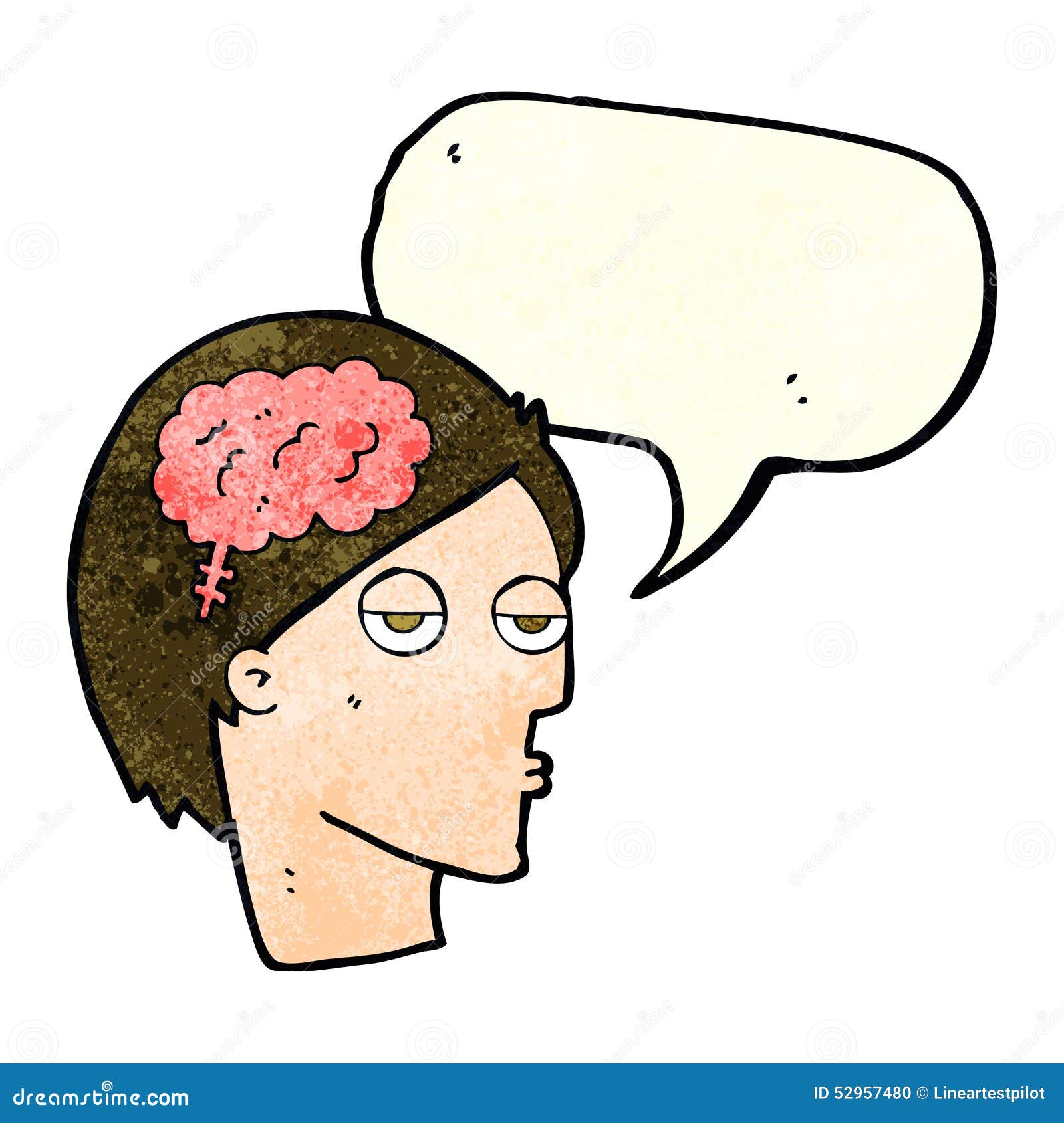 Cartoon Head with Brain Symbol with Speech Bubble Stock Illustration ...