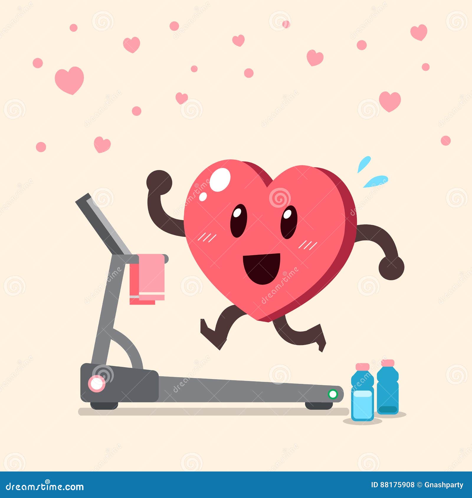 Cartoon Heart Character Running on Treadmill Stock Vector ...