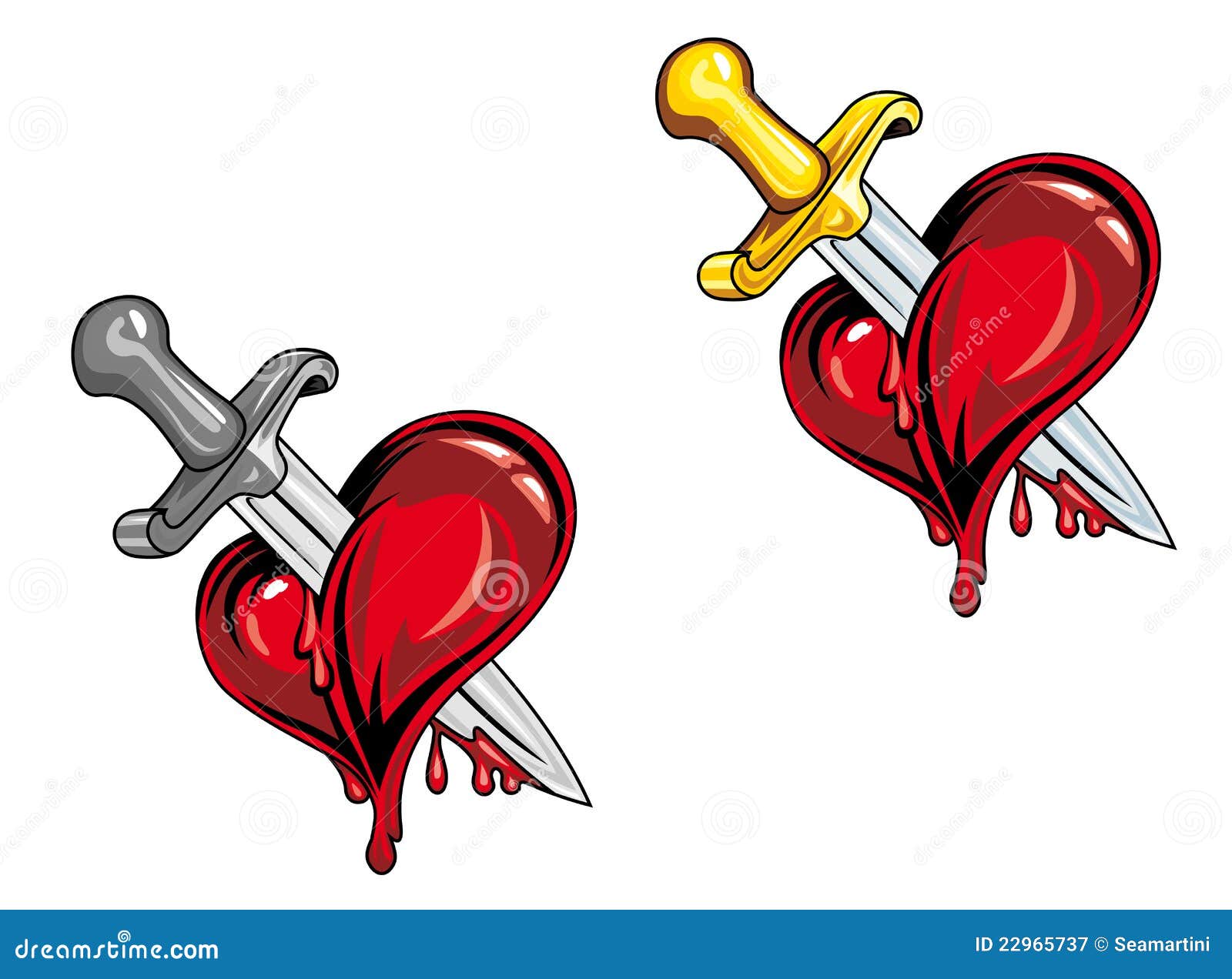 Cartoon heart with dagger stock vector. Illustration of abstract - 22965737