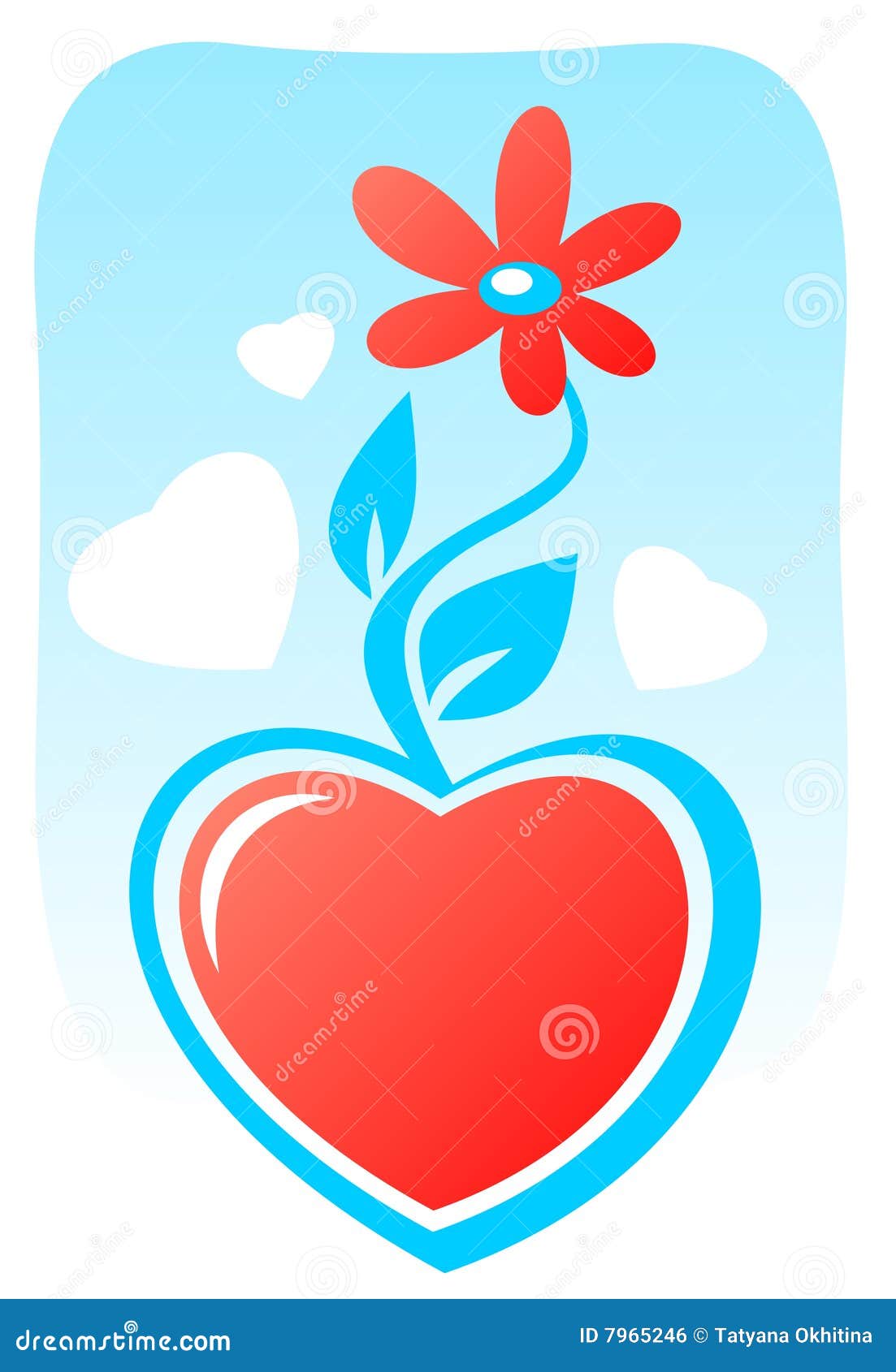 Cartoon heart with flower stock vector. Illustration of vegetative ...