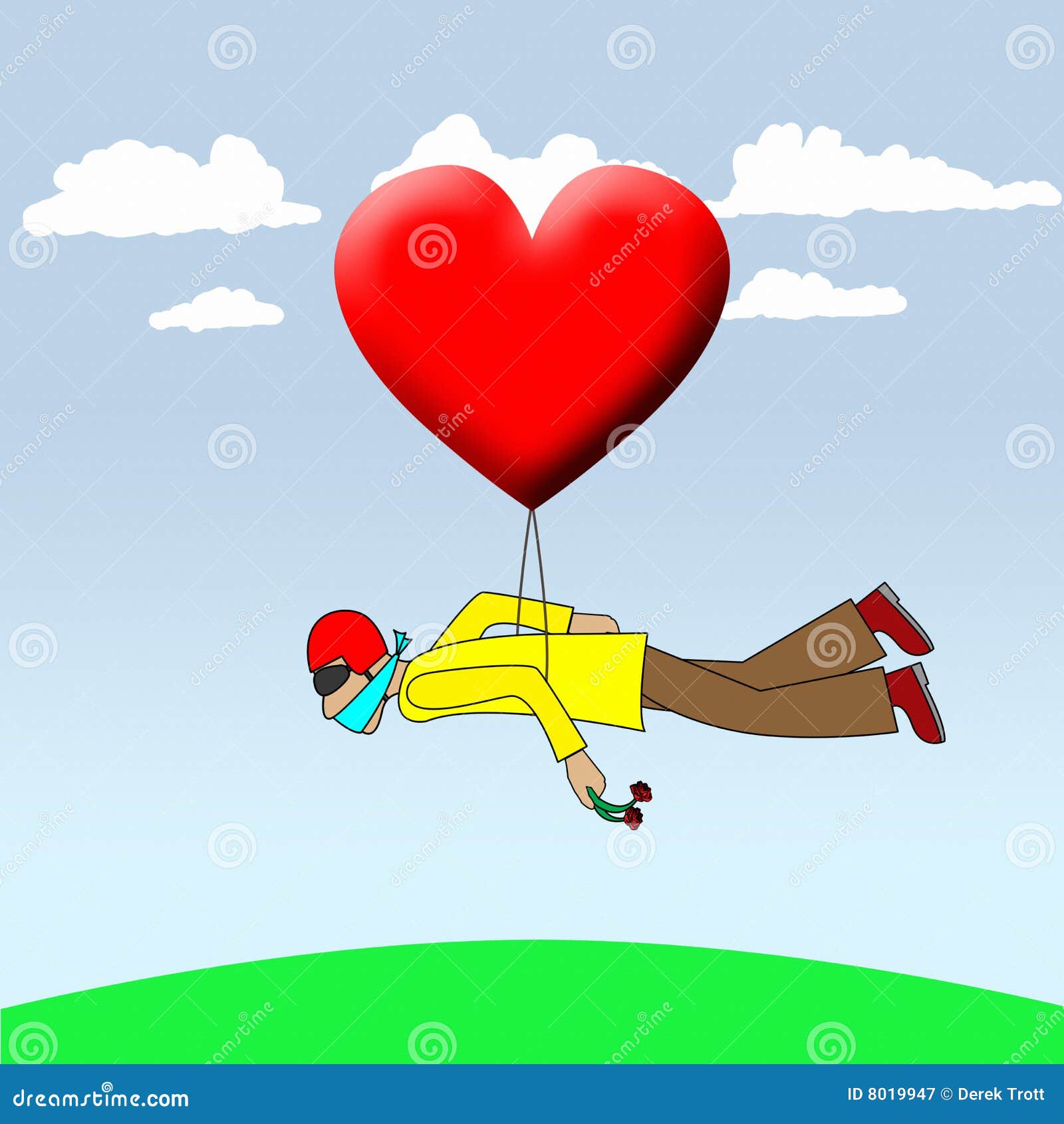 Cartoon heart and man stock illustration. Illustration of rose - 8019947