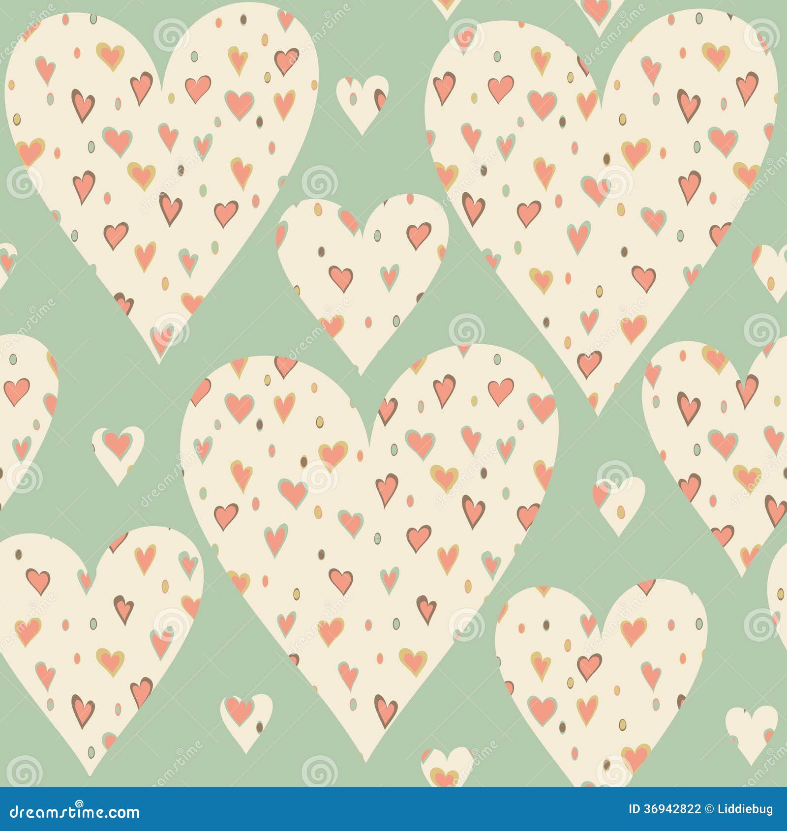 Cartoon Hearts and Circles Seamless Pattern. Stock Vector ...