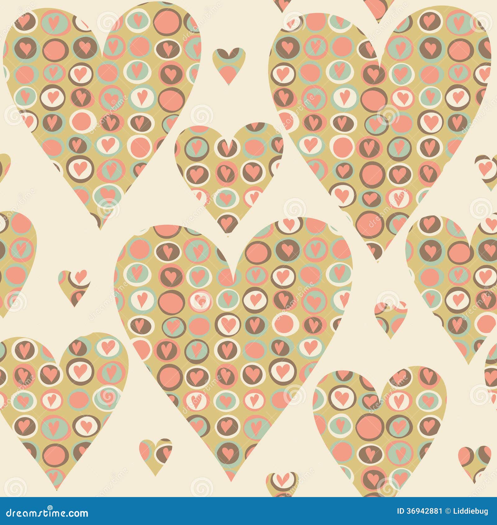 Cartoon Hearts and Circles Seamless Pattern. Stock Vector ...