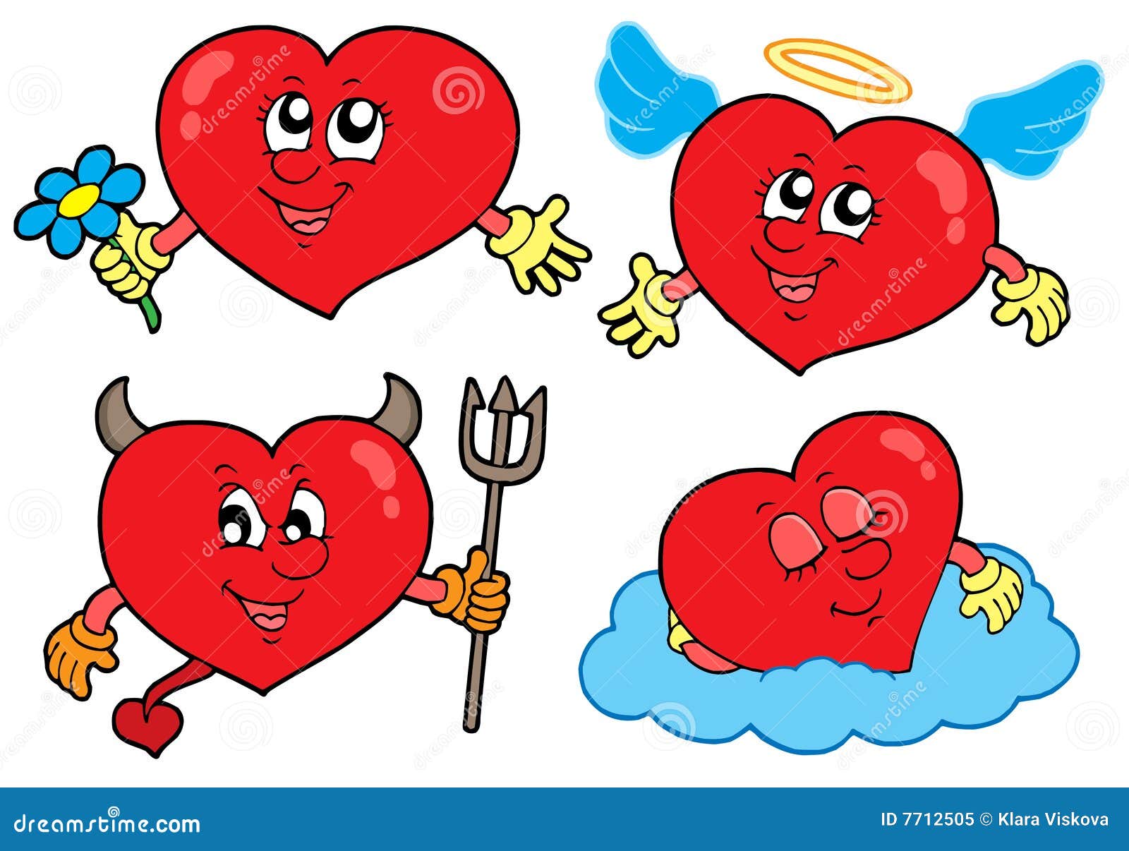 Cartoon hearts collection stock vector. Illustration of drawing - 7712505