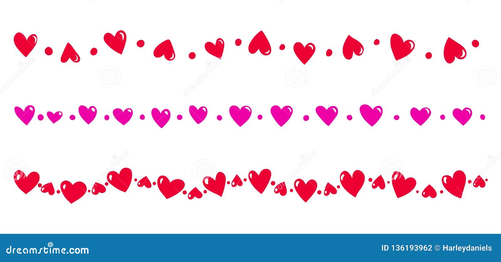 Endless Borders with Hearts, Vector Elements Stock Vector ...