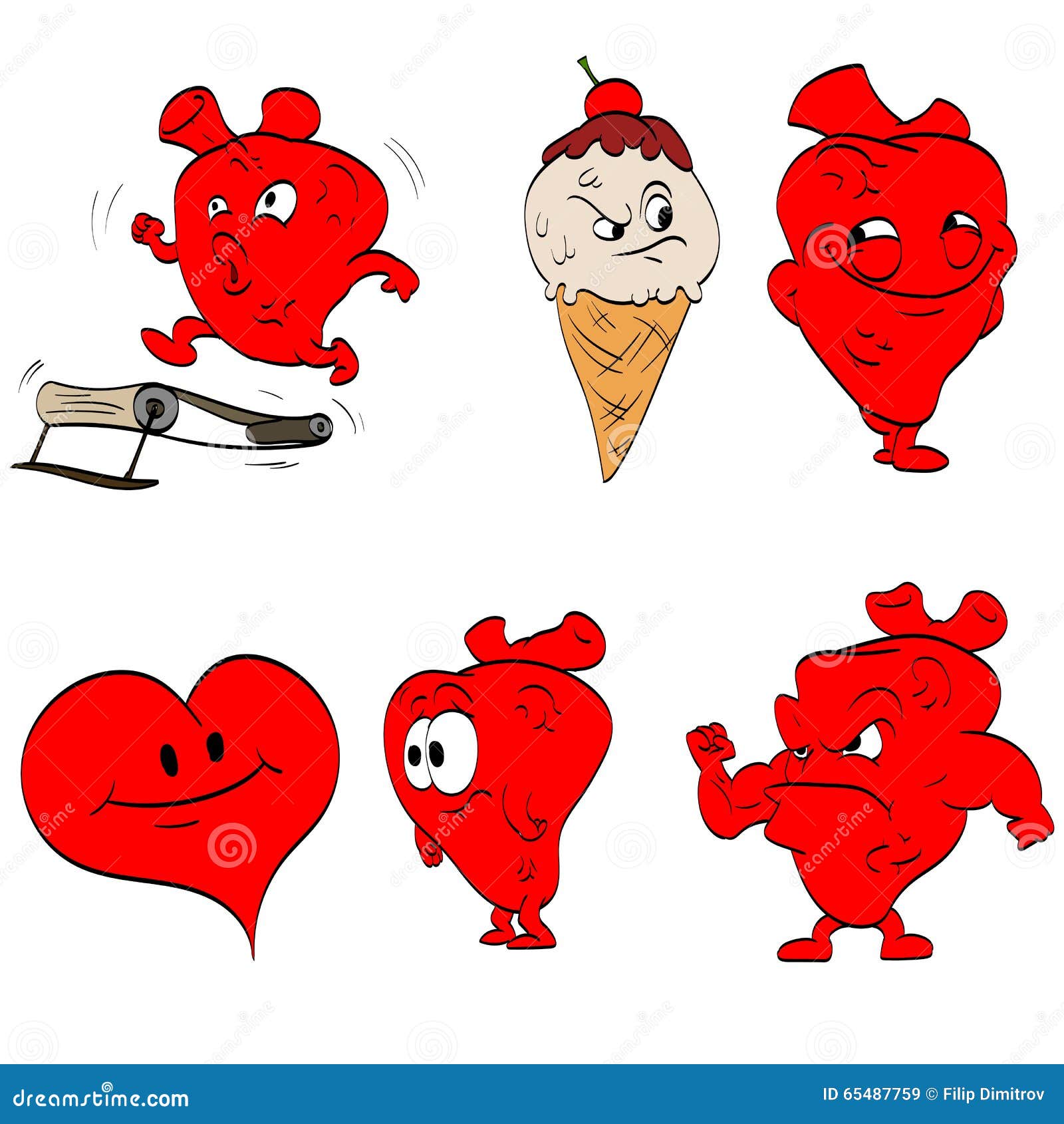 Cartoon Hearts Illustration. Stock Vector - Illustration of colorful ...