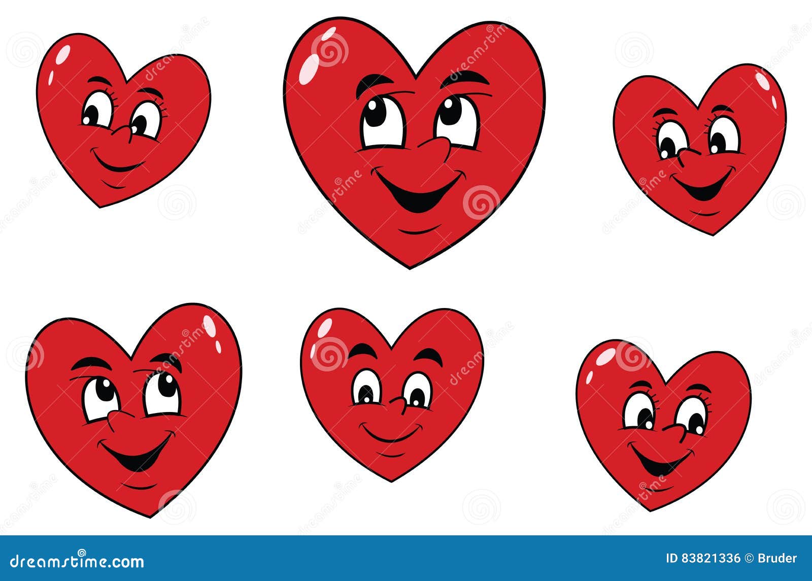 Cartoon hearts stock vector. Illustration of beautiful - 83821336