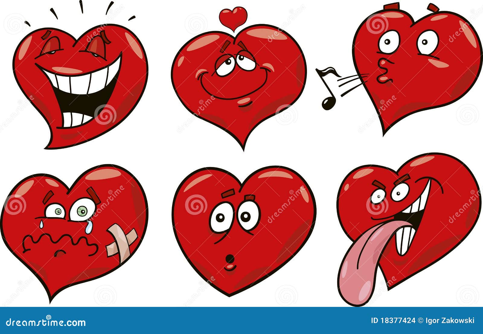 Cartoon hearts set stock illustration. Illustration of funny - 18377424