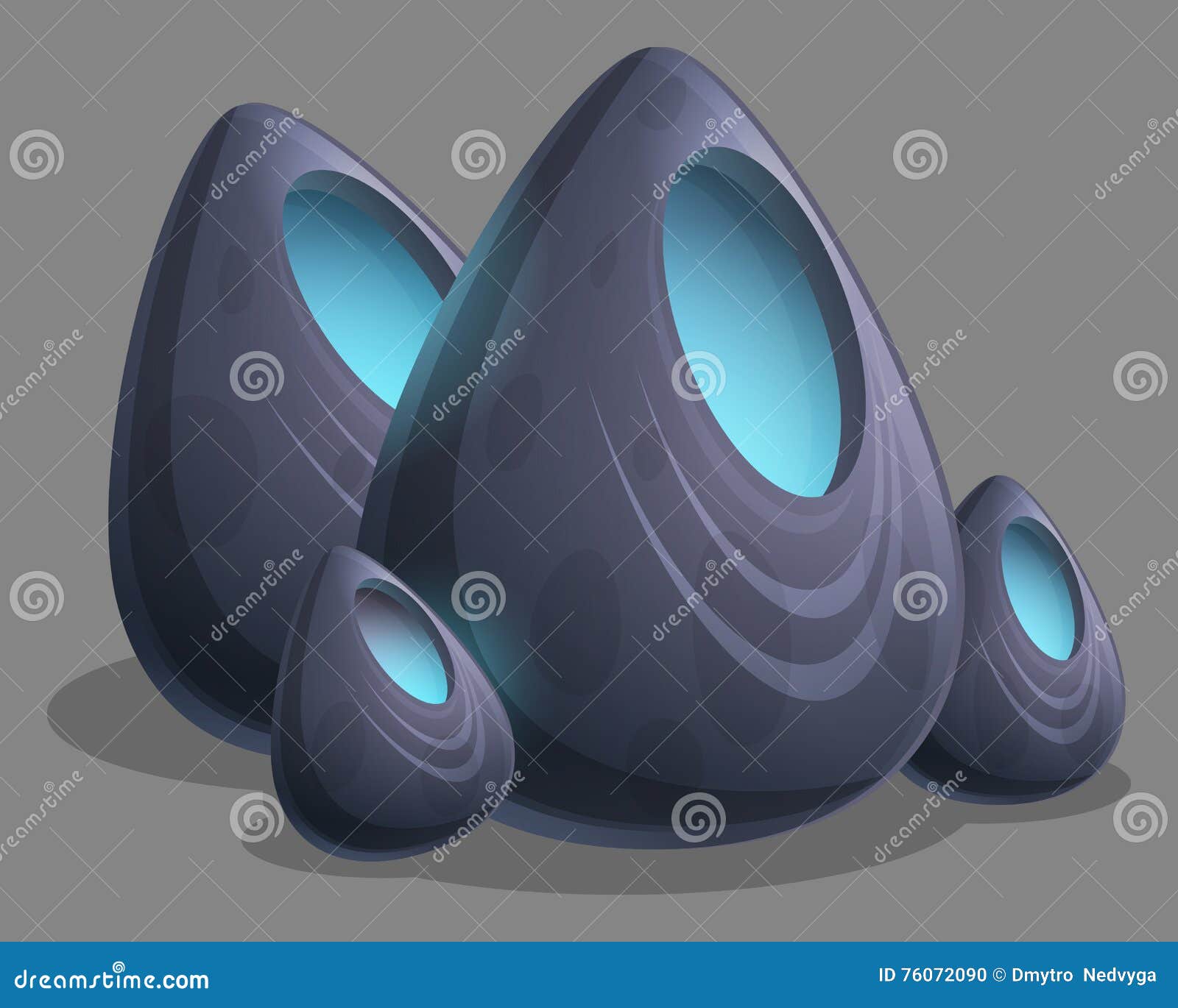 Cartoon Heavy Rocks with Glowing Circle. Stock Vector - Illustration of ...