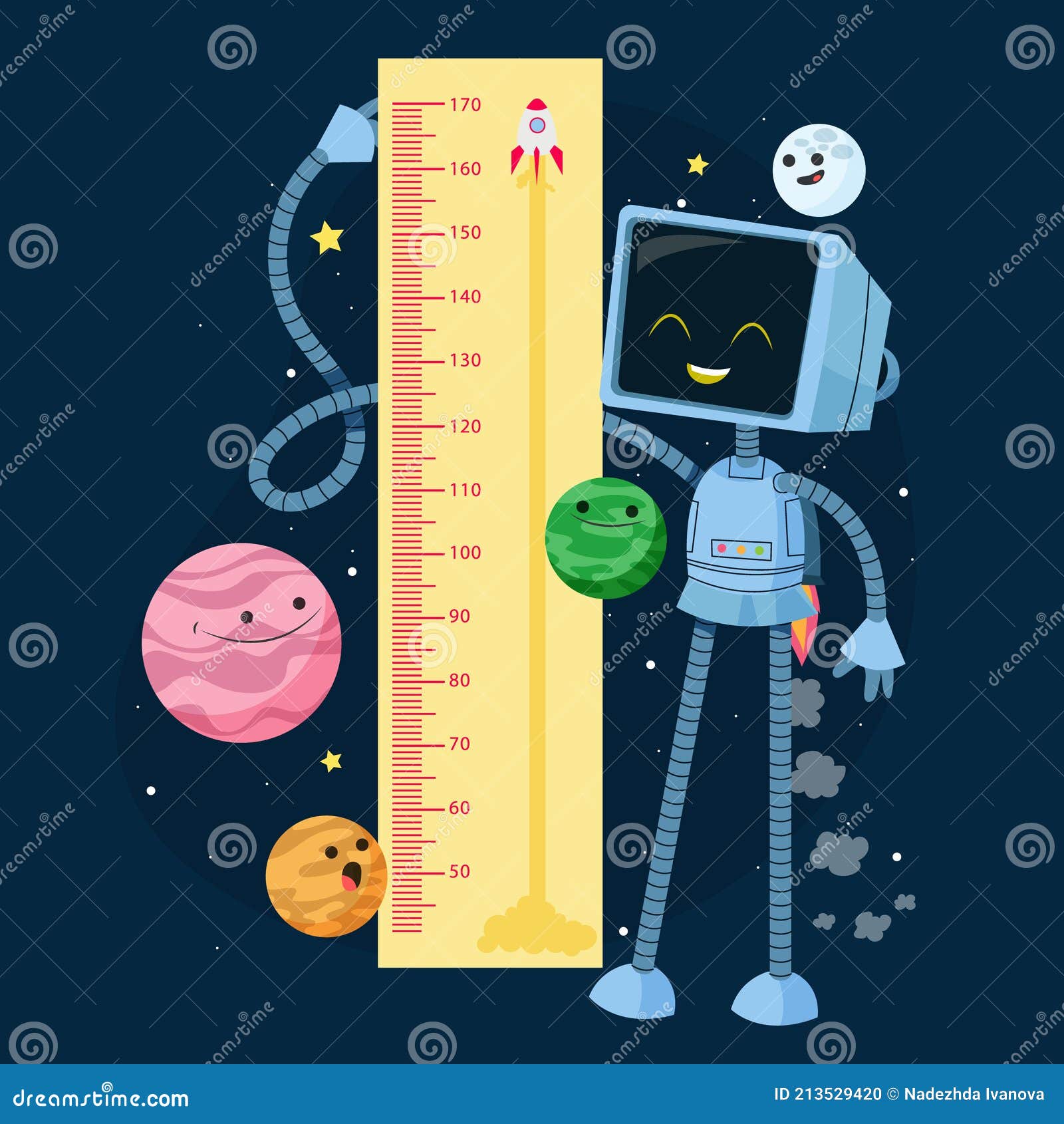 Cartoon Height Meter Illustrated Vector Illustration. Stock Vector ...