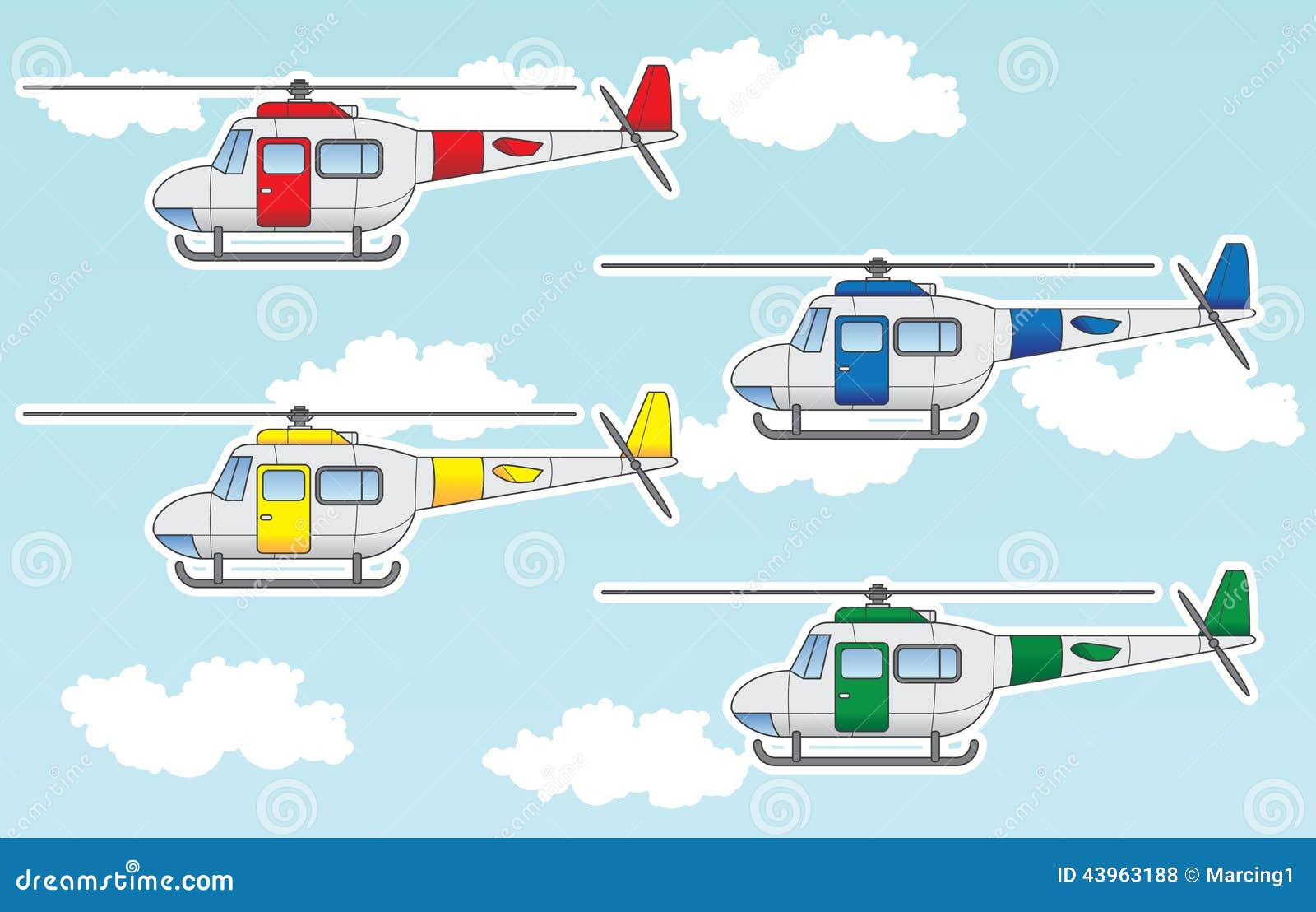 Cartoon Helicopters Set Vector Illustration | CartoonDealer.com #43963188