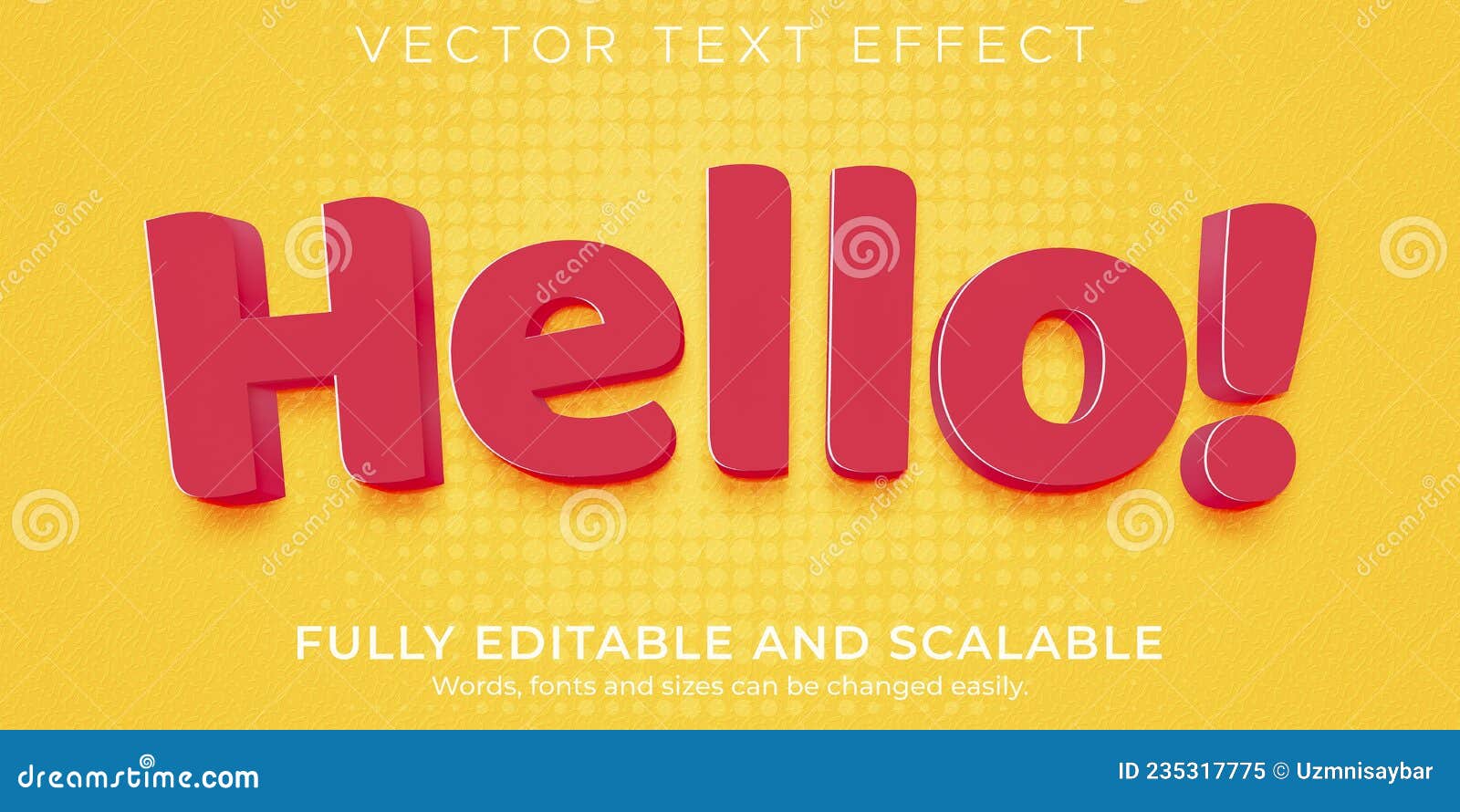 Cartoon Hello Text Effect, Editable Comic and Funny Text Style Stock ...