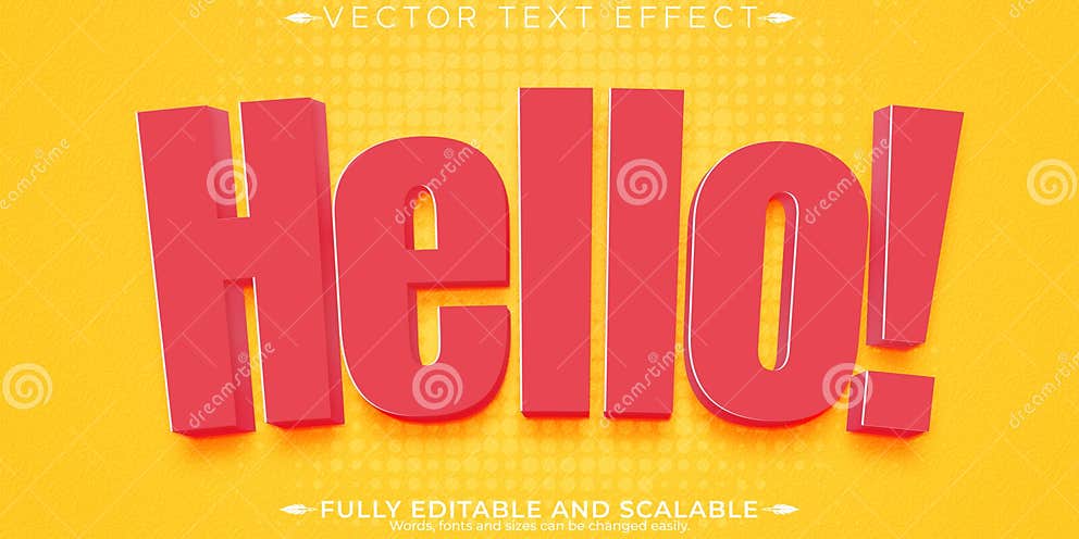 Cartoon Hello Text Effect, Editable Comic and Funny Text Style Stock ...