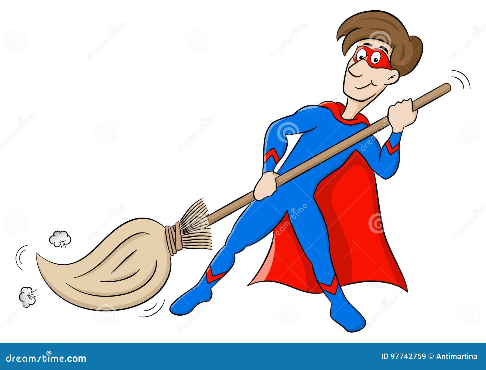 Cartoon hero who sweeps stock vector. Illustration of sweep - 97742759