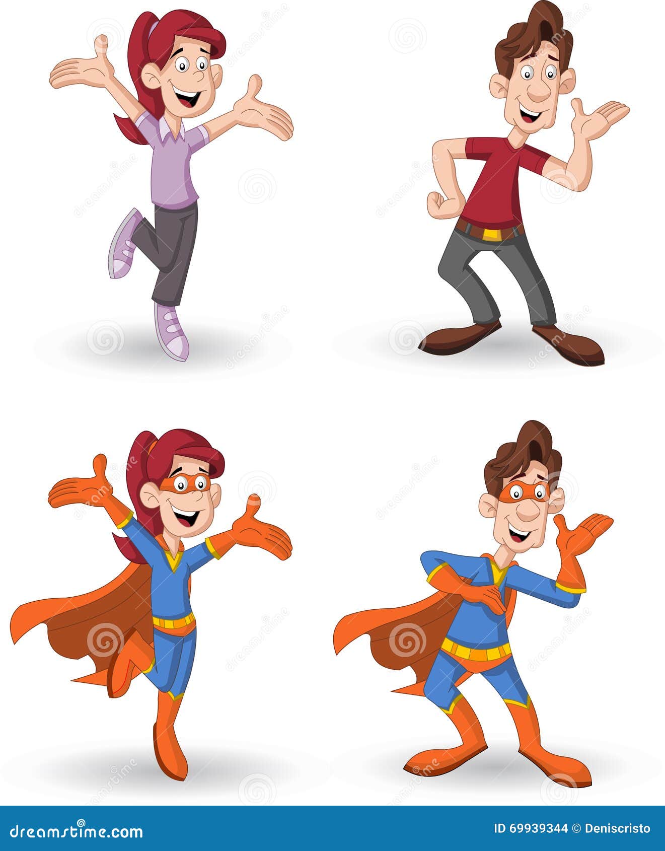 Cartoon heroes. stock vector. Illustration of cheerful - 69939344