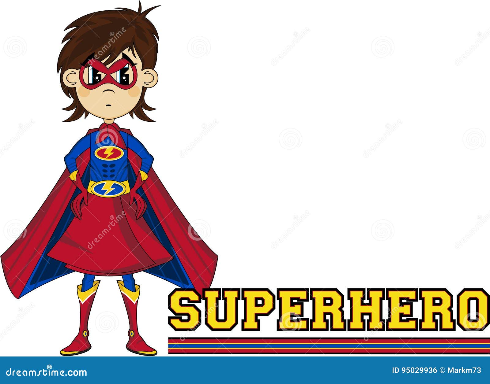 Cartoon Heroic Superhero stock vector. Illustration of costume - 95029936