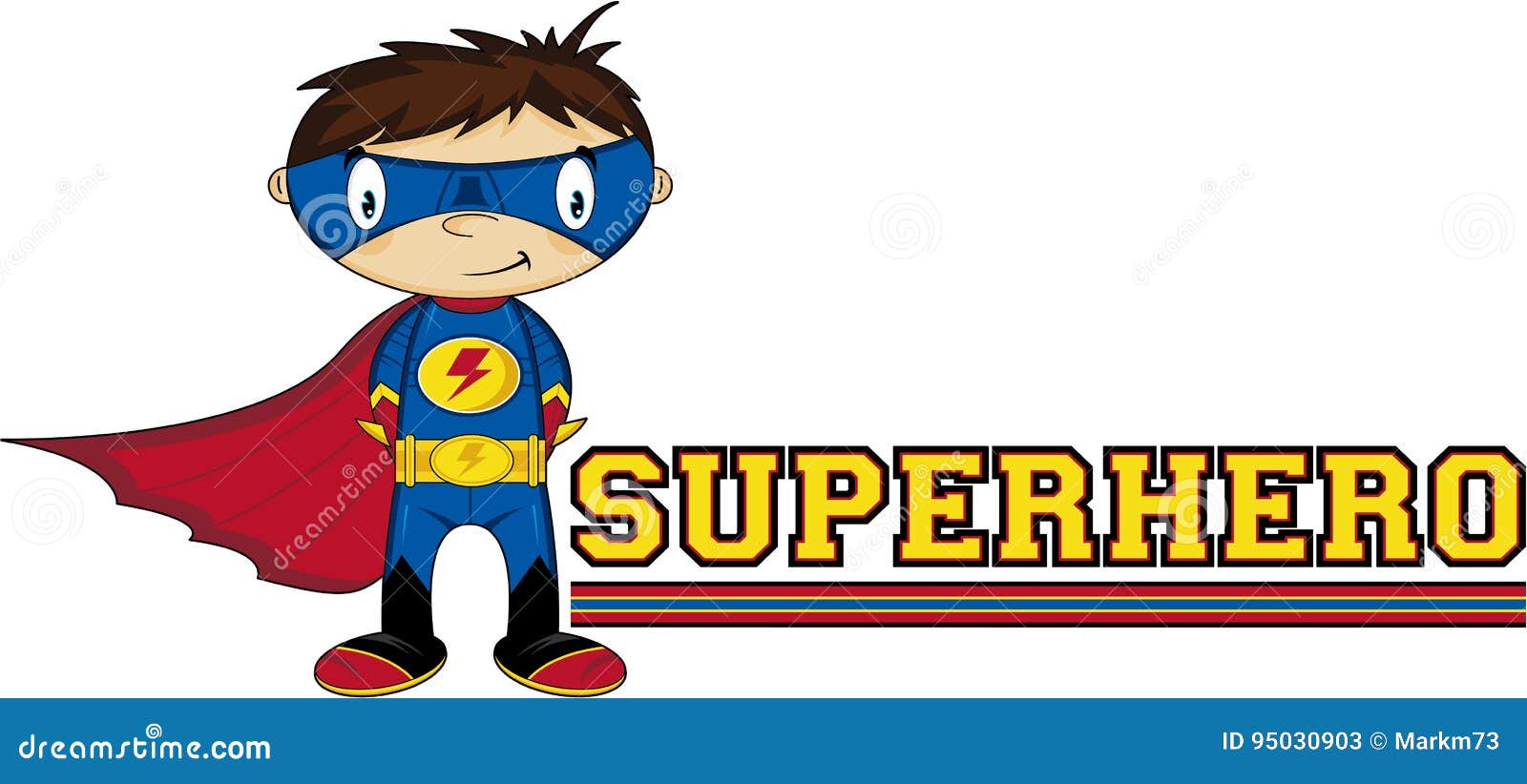 Cartoon Heroic Superhero stock vector. Illustration of hero - 95030903