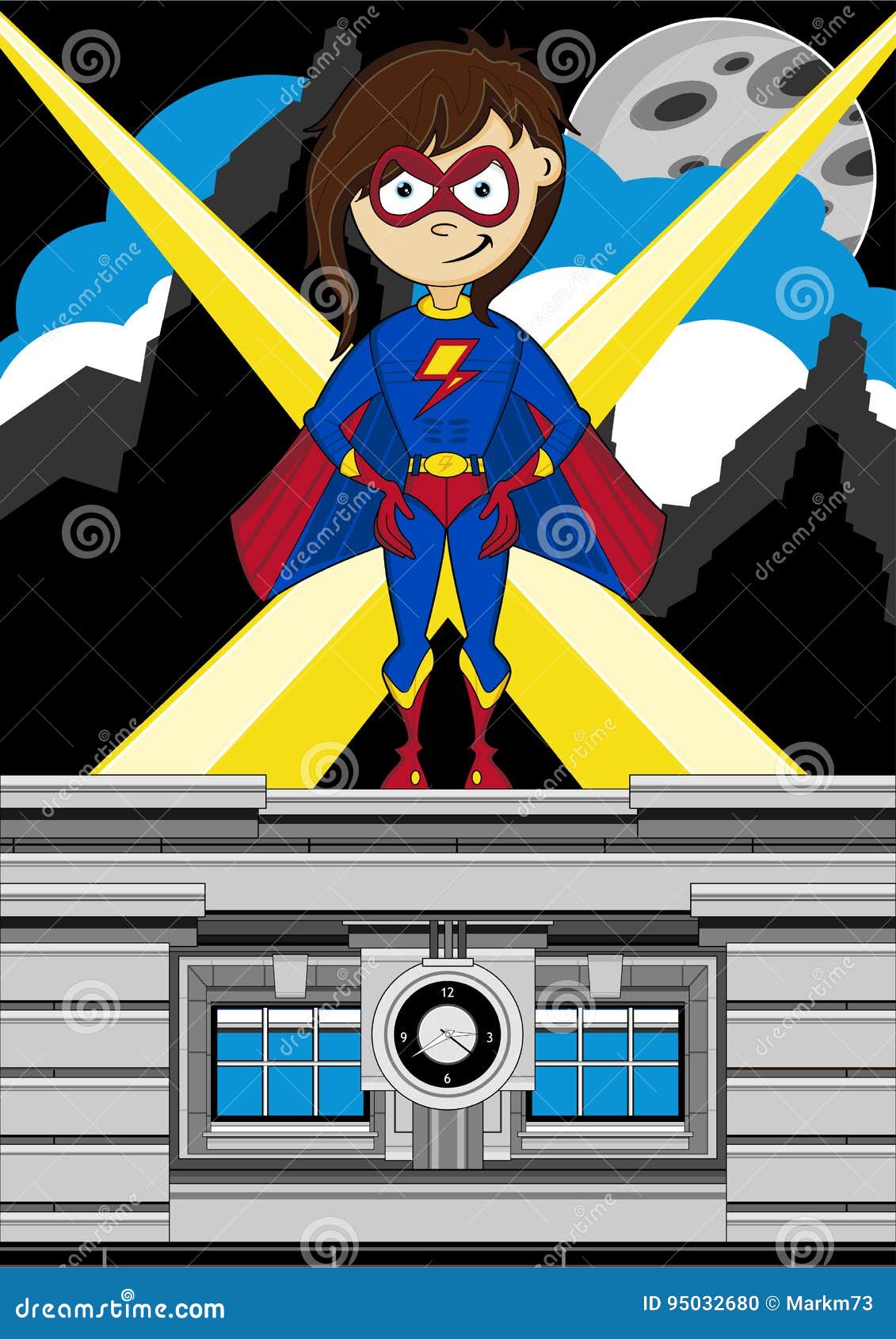 Cartoon Heroic Superhero stock vector. Illustration of superhero - 95032680