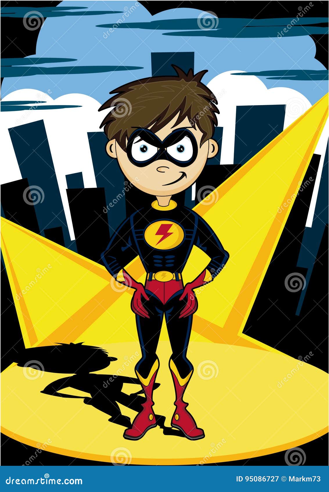 Cartoon Heroic Superhero stock vector. Illustration of heroes - 95086727