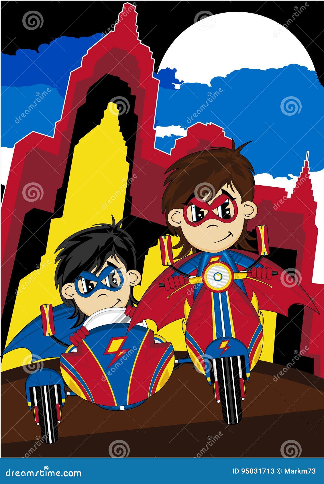 Cartoon Heroic Superhero On Scooter | CartoonDealer.com #95031713