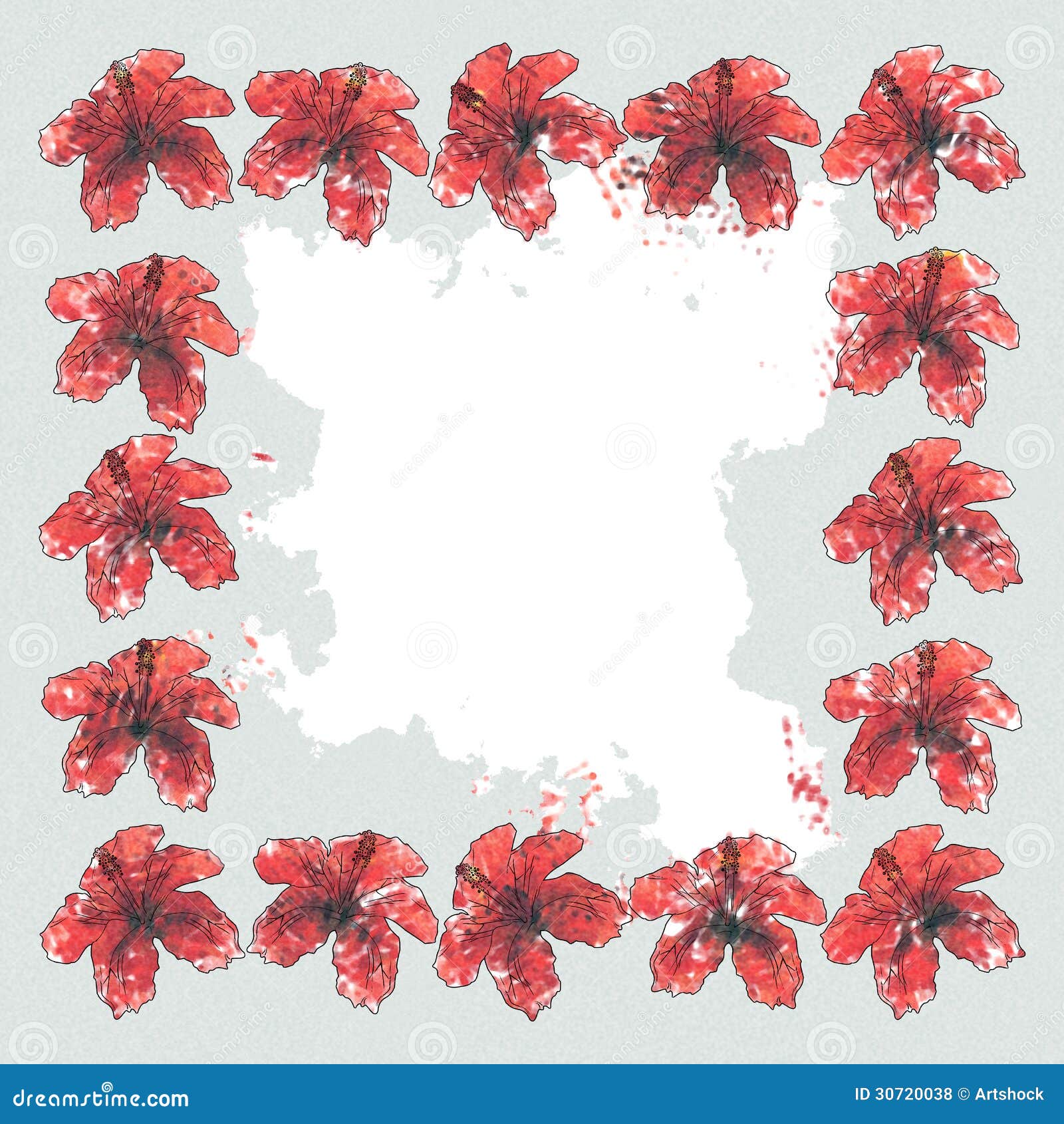 Cartoon hibiscus frame stock illustration. Illustration of flower ...