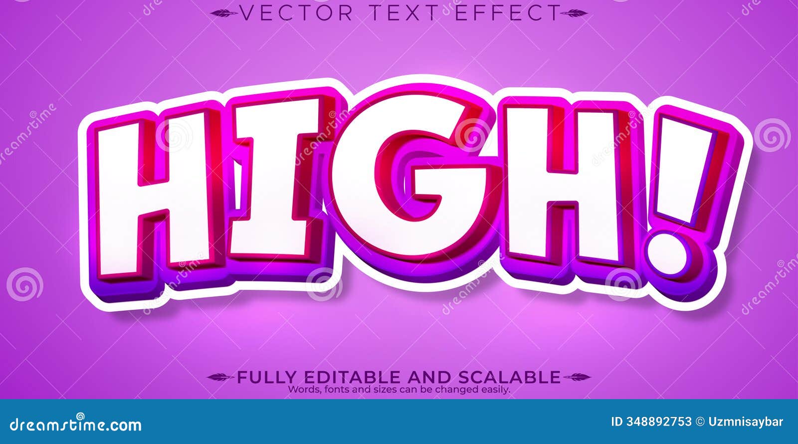 Cartoon High Text Effect, Editable Comic and Funny Text Style Stock ...