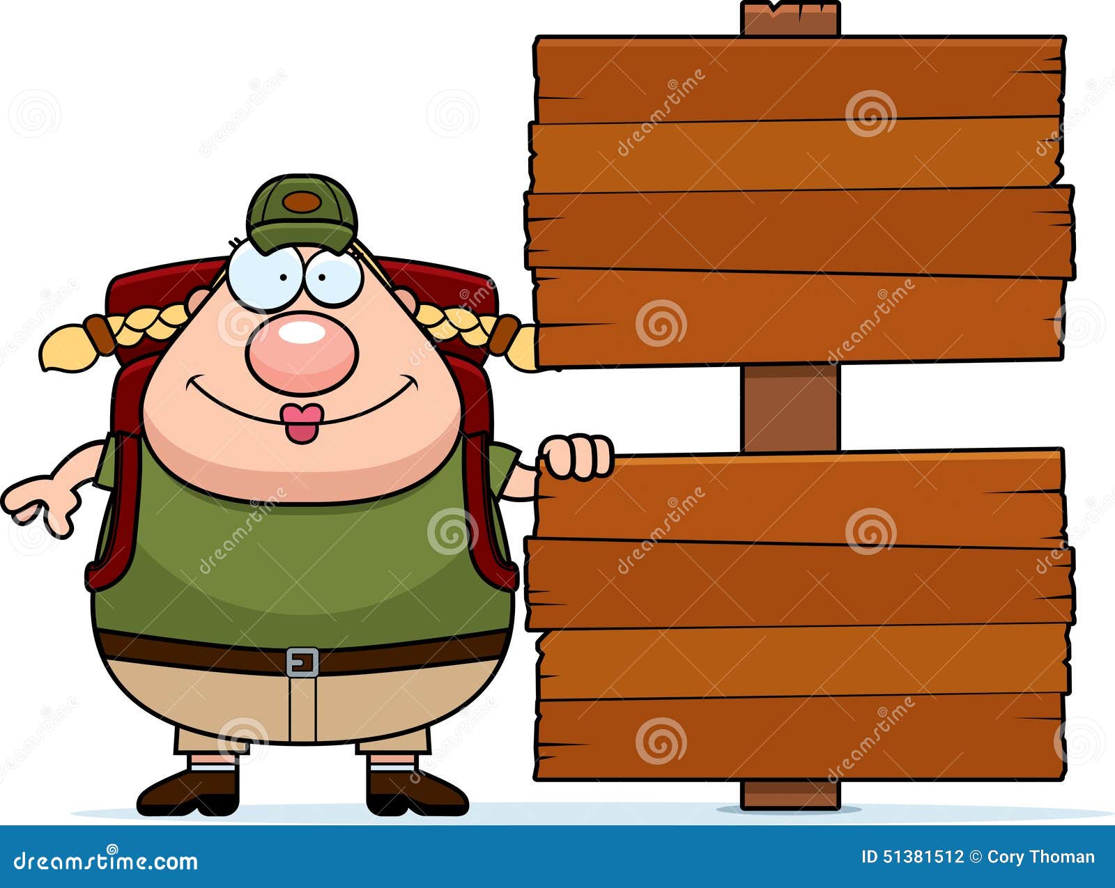 Cartoon Hiker Sign stock vector. Illustration of wooden - 51381512