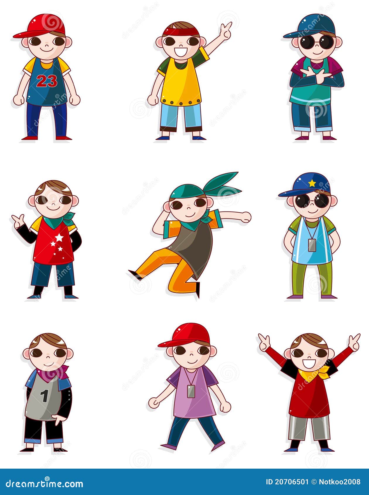 Cartoon Hip Hop Boy Dancing Icon Set Stock Vector - Illustration of ...
