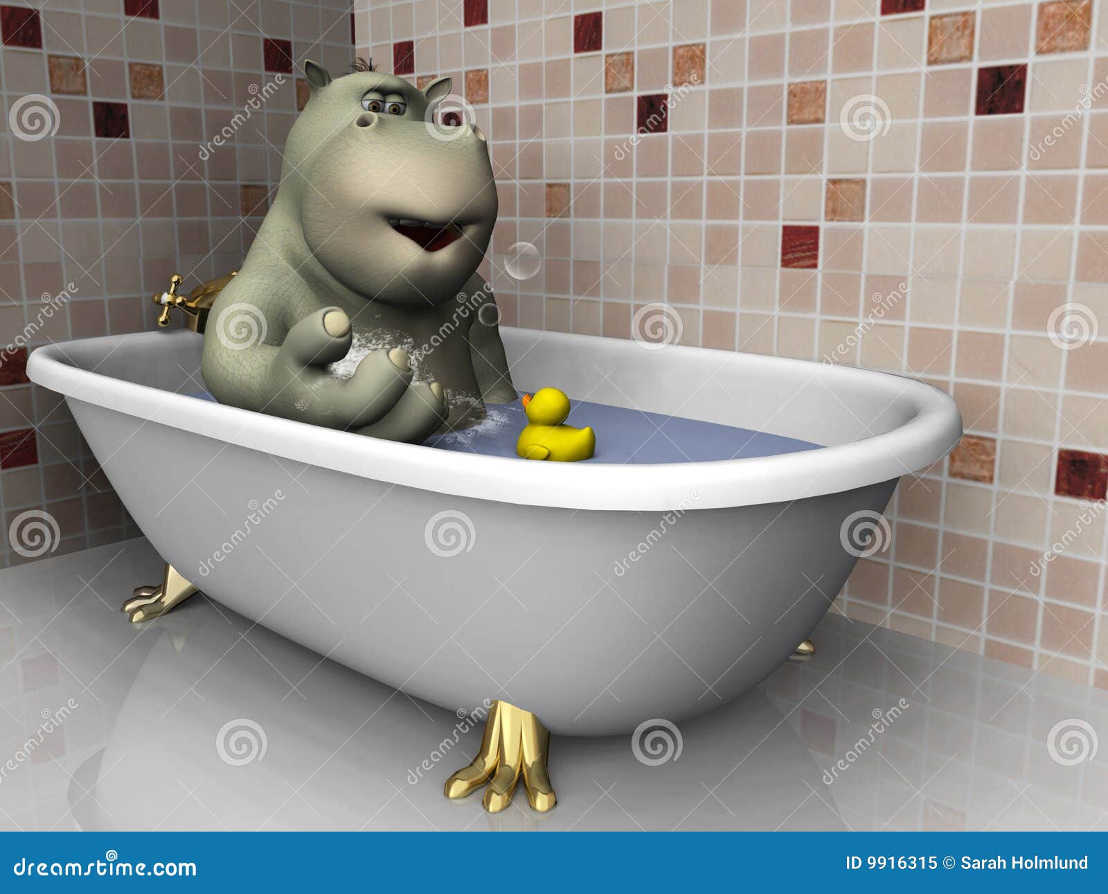 Cartoon Hippo Wearing Graduation Cap, Gown And Diploma. Royalty-Free ...